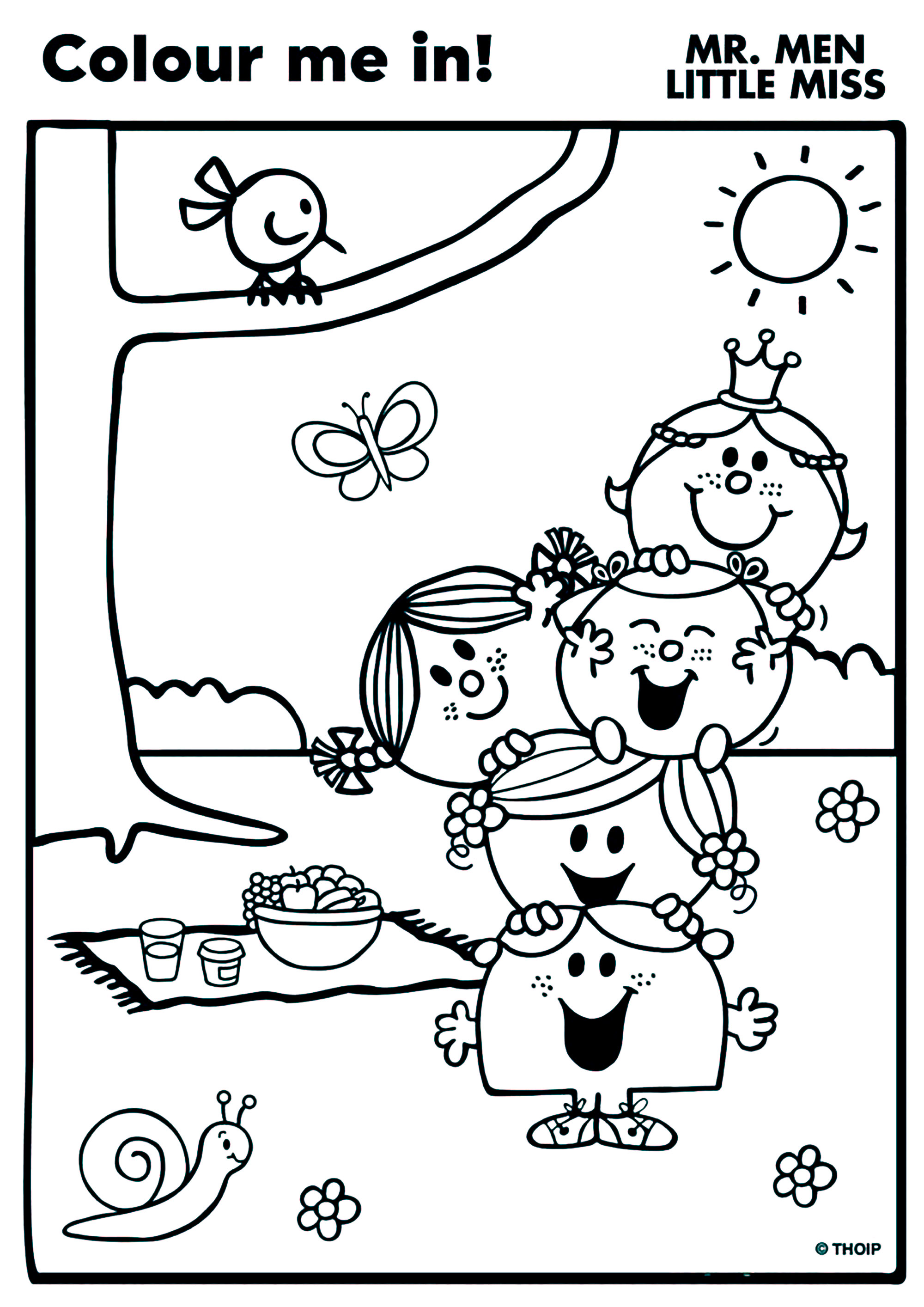 Mr. Men and Little Miss coloring: in the garden - Mr. Men and Little ...