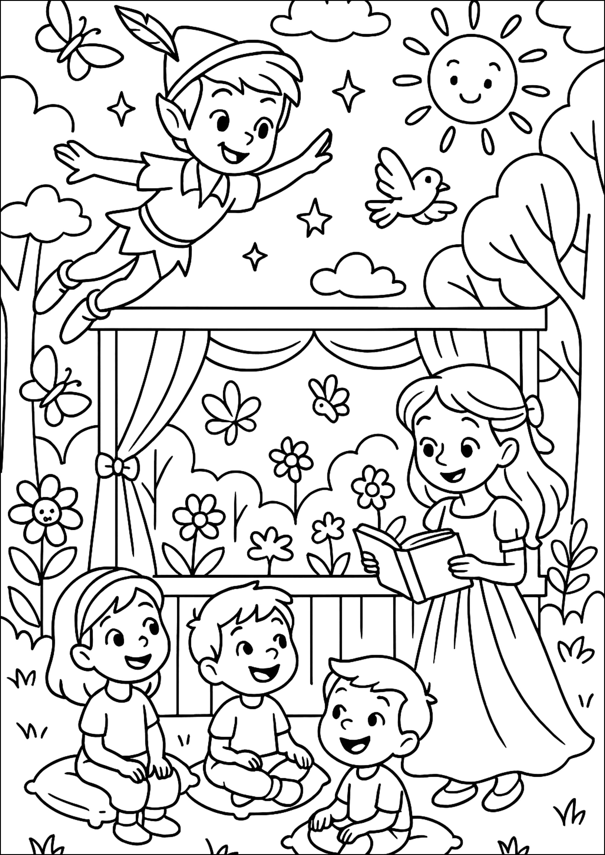Peter Pan at the theater - Peter Pan Coloring Pages