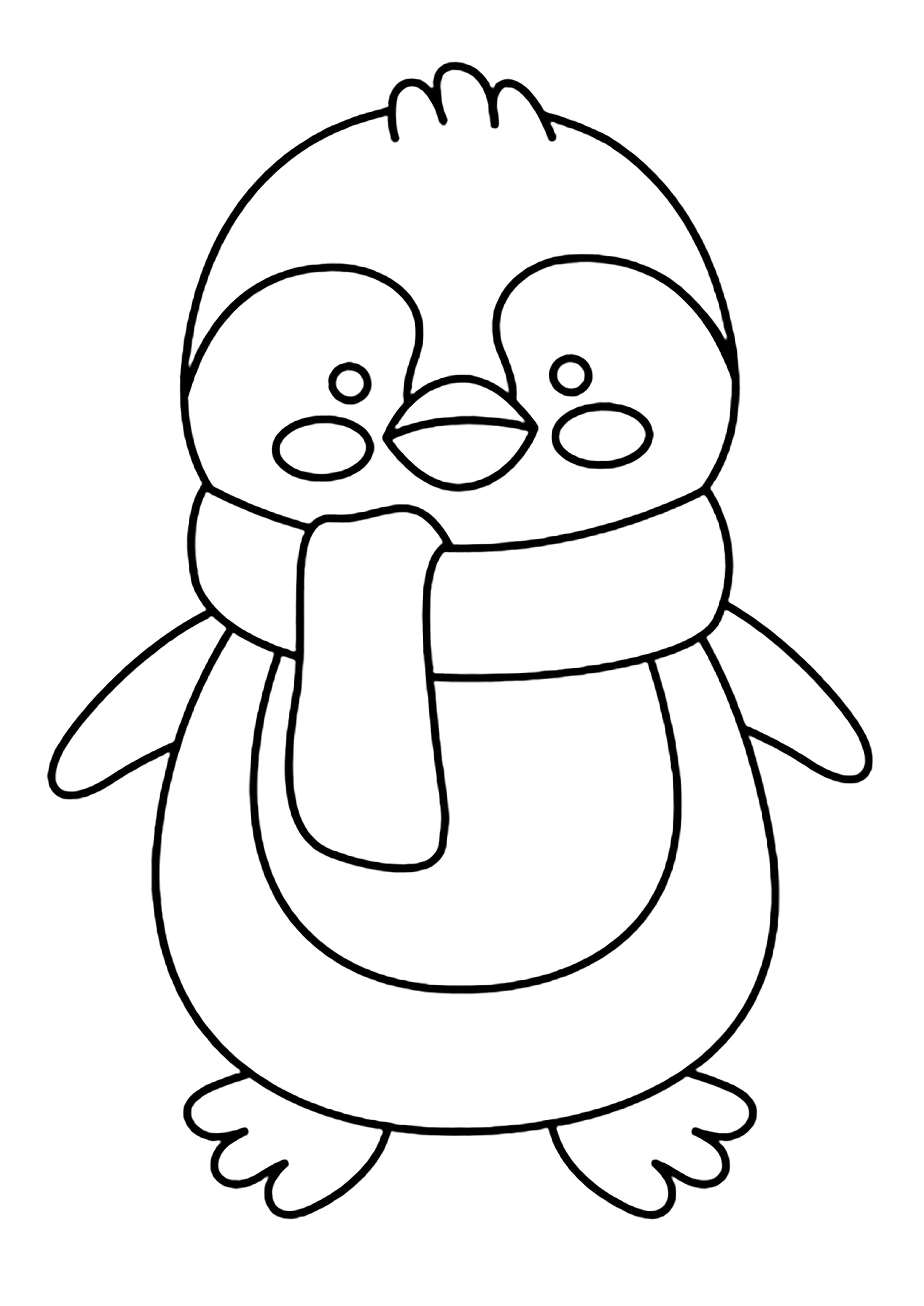 Little Penguin with a scarf - Penguins Coloring Pages