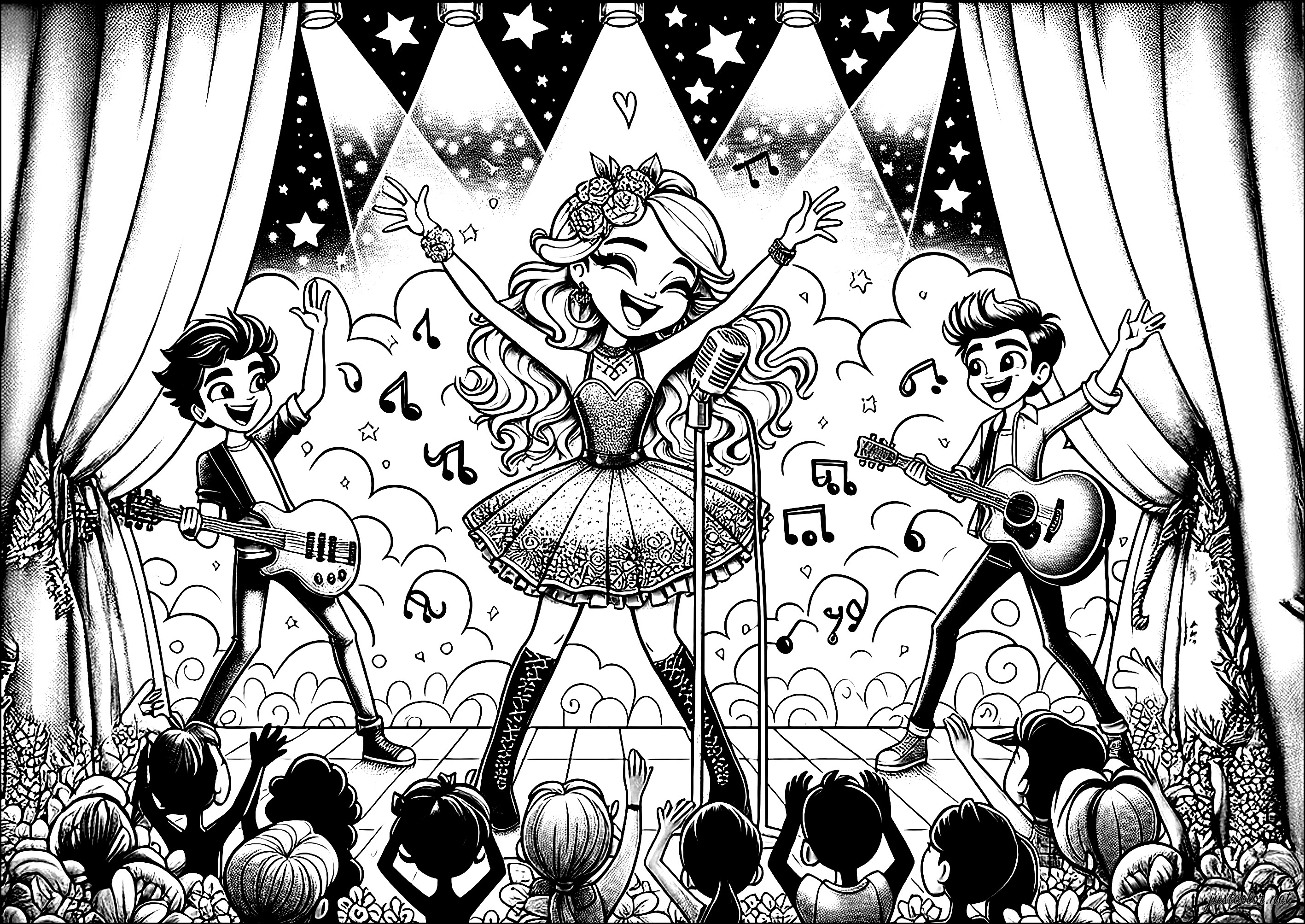 The singer and the musicians - Professions Coloring Pages