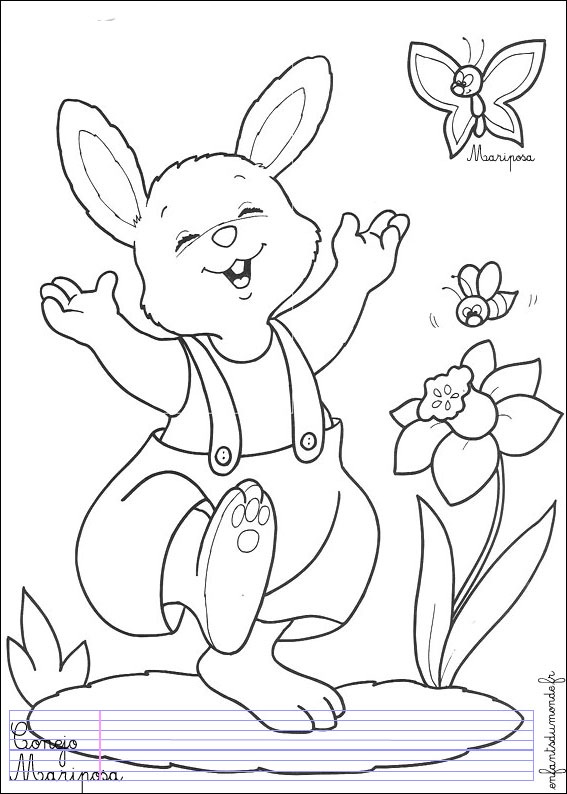 Free rabbit drawing to print and color - Rabbit & Bunny Coloring Pages