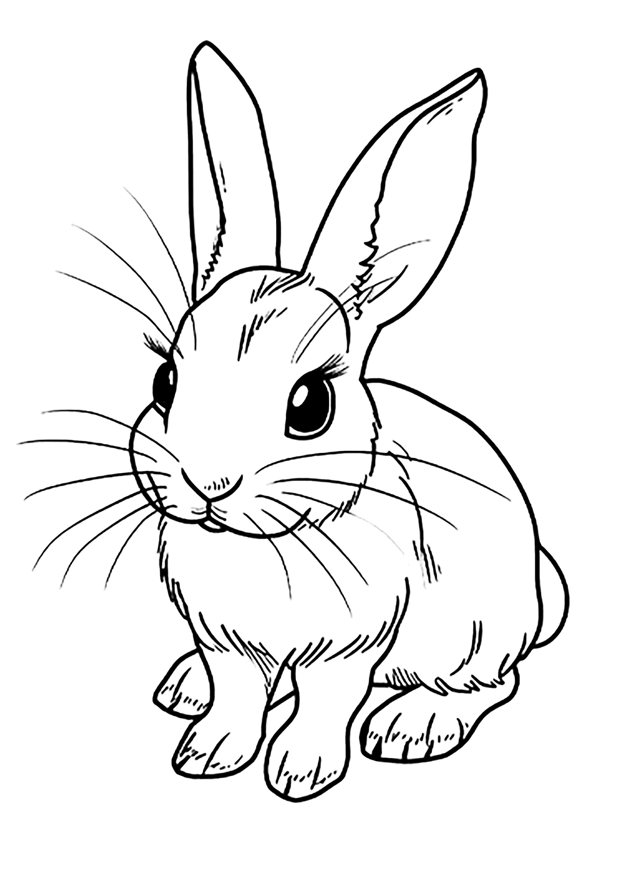 Young rabbit, easy to color - Rabbit & Bunny Coloring Pages