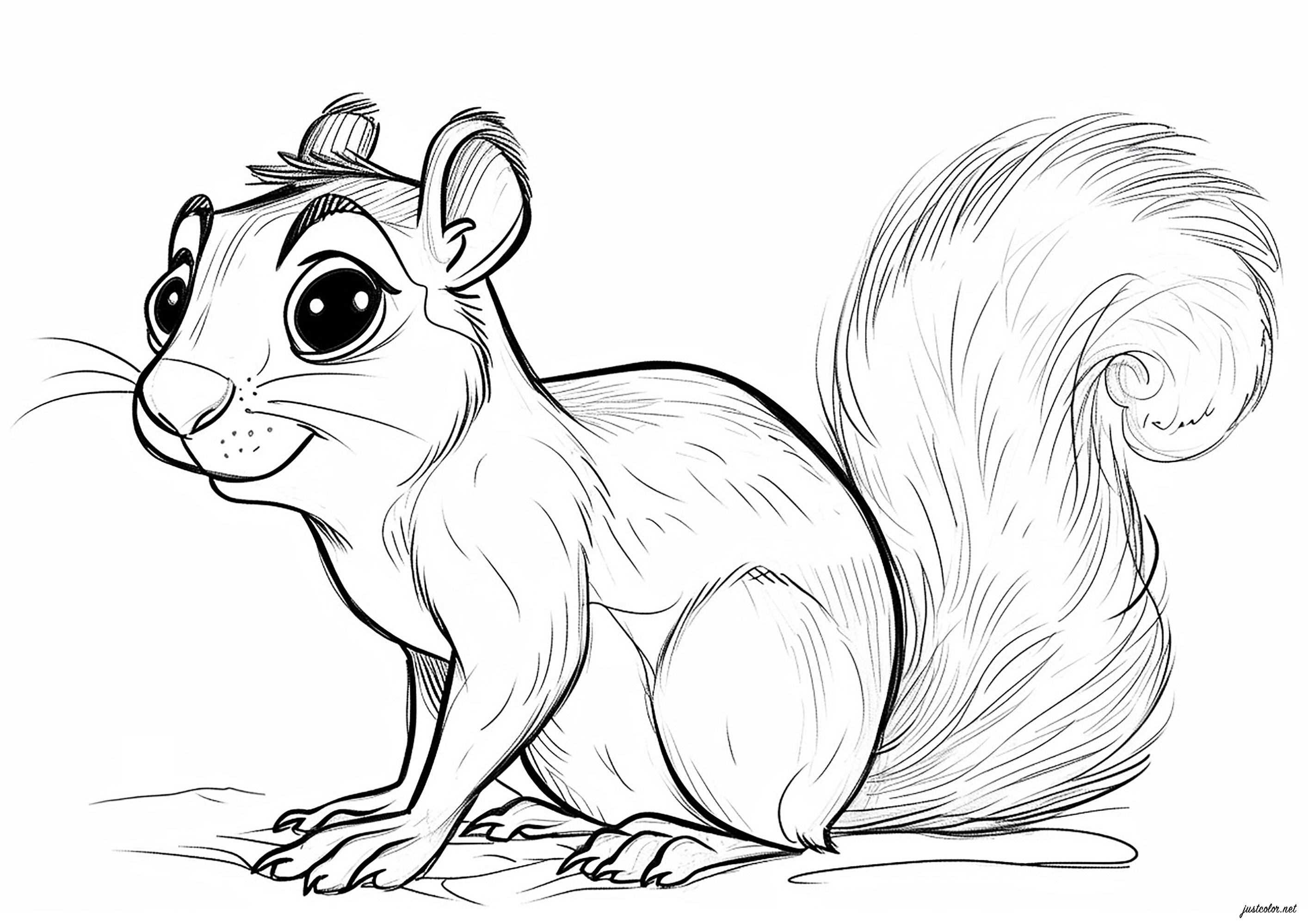 Little squirrel to color - Squirrel Coloring Pages