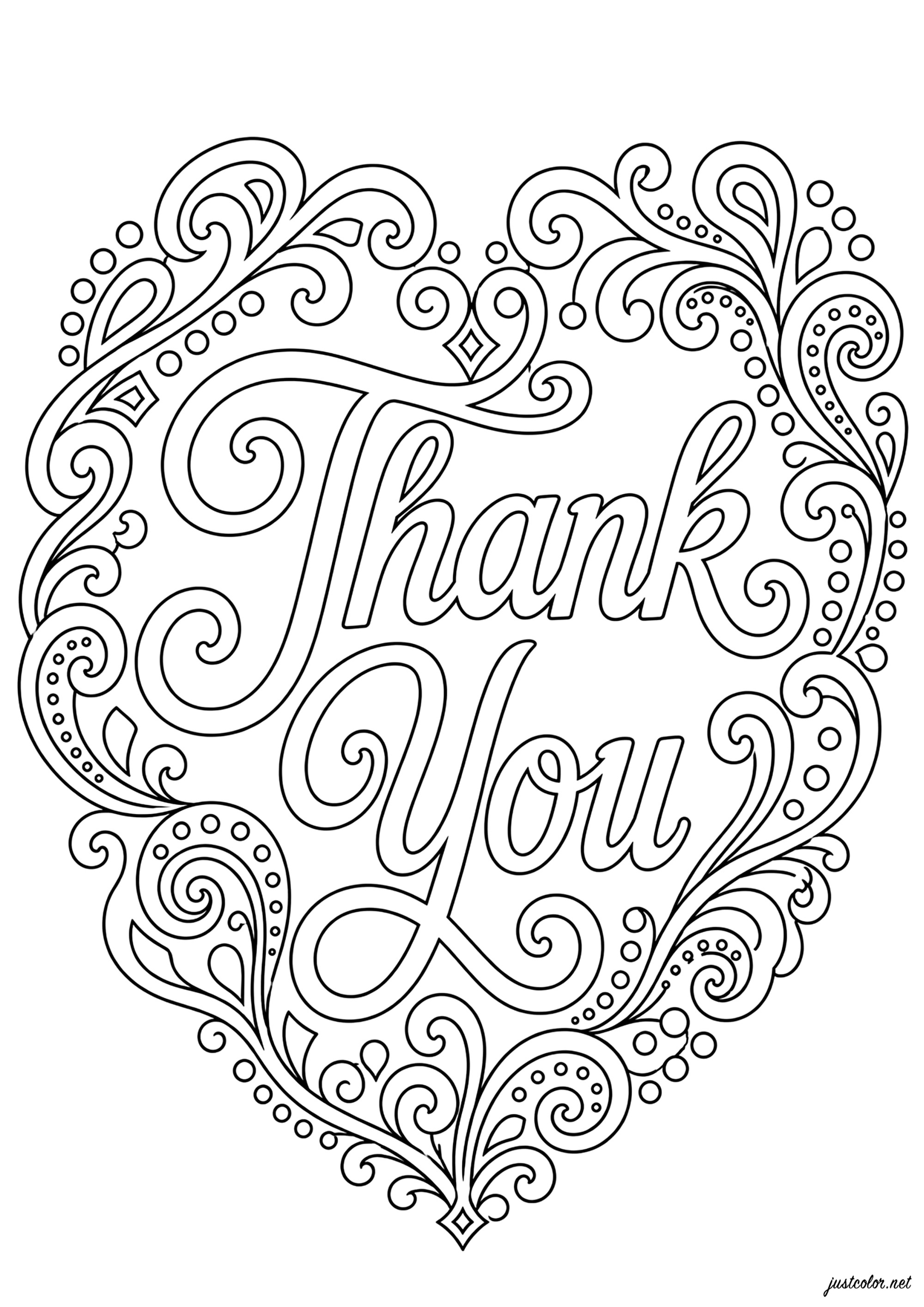 Thank you message and lovely patterns - Thank You Coloring Pages