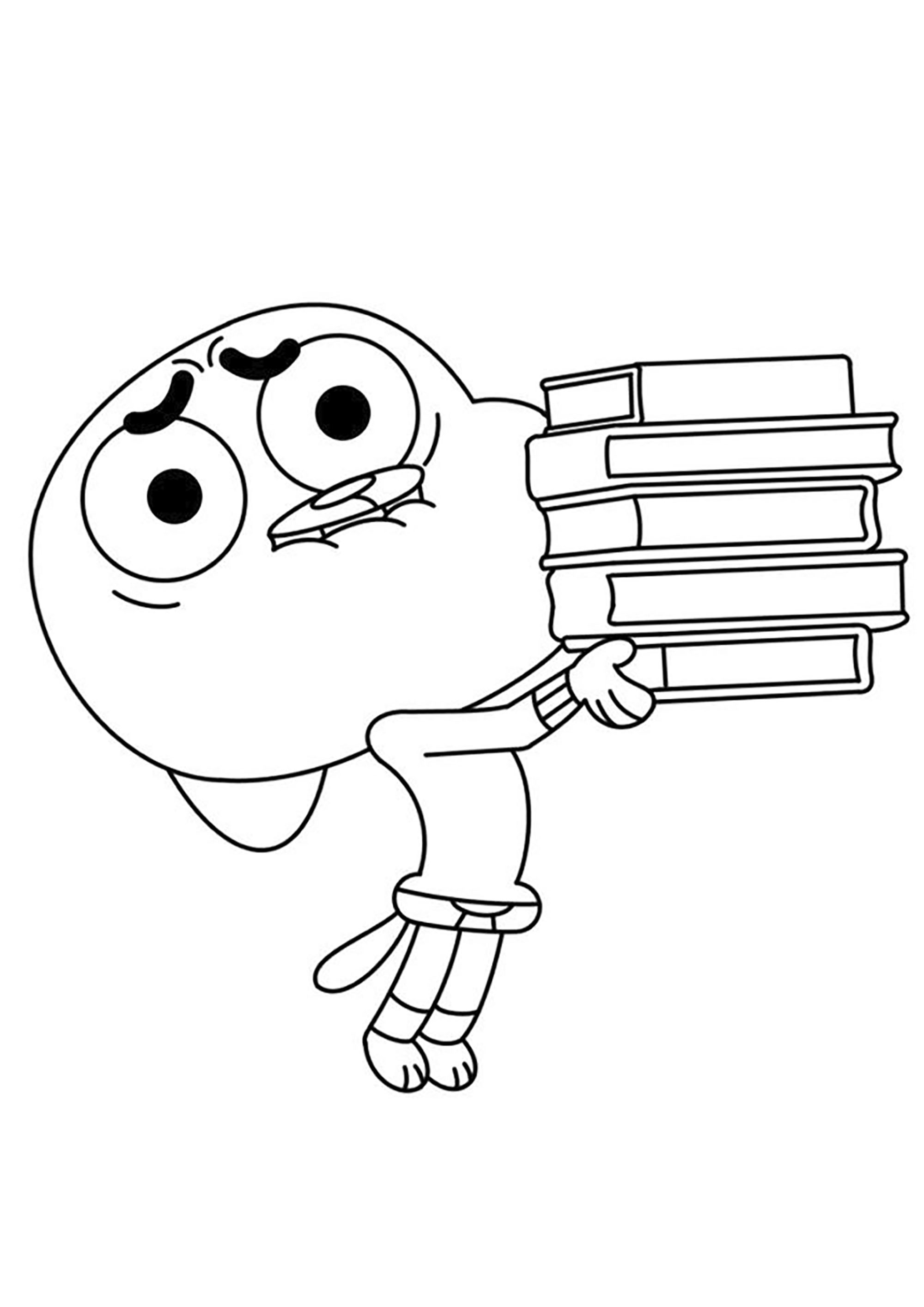 coloring pages gumball and darwin