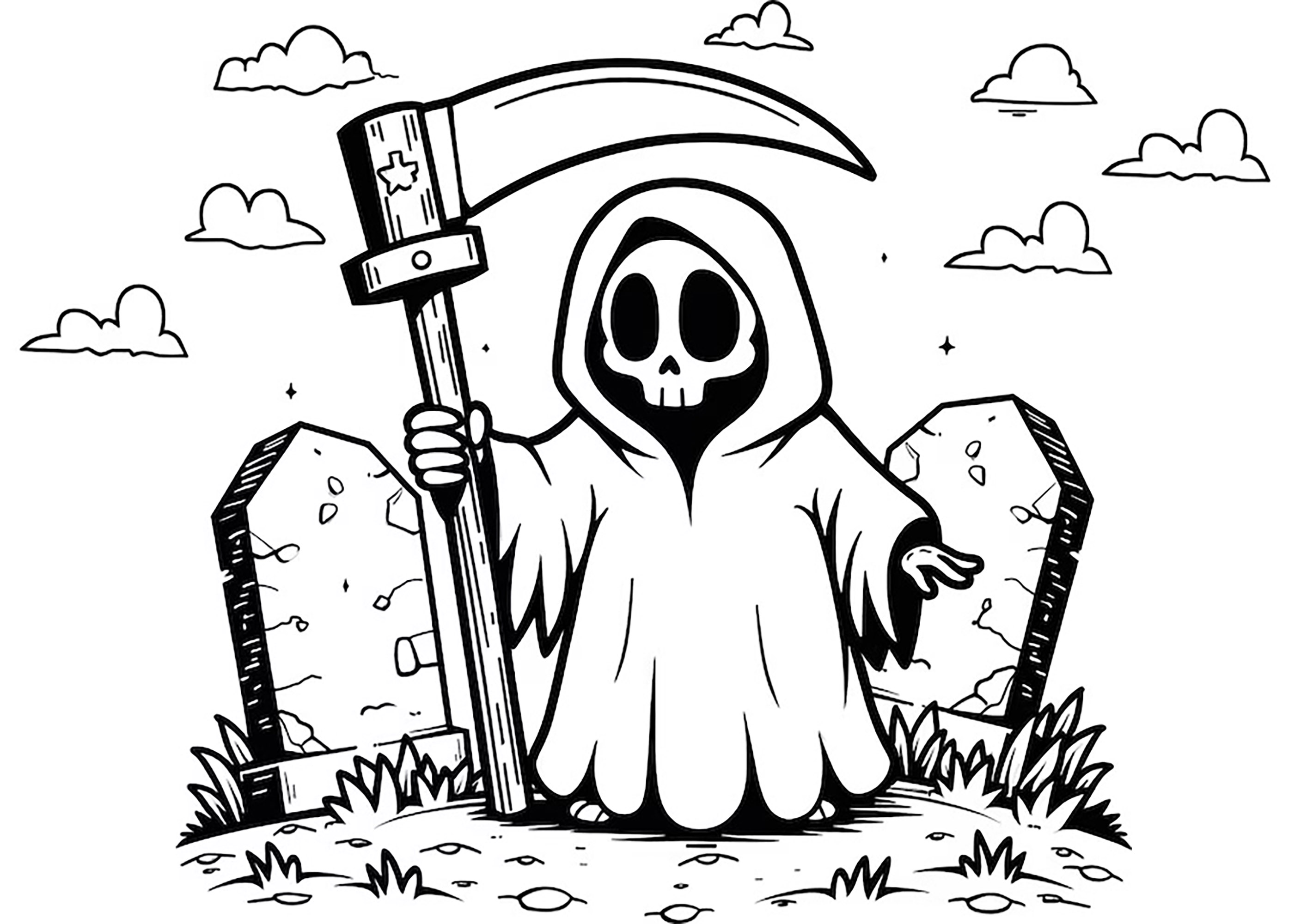 The grim reaper to download - The Grim Reaper Coloring Pages for Kids