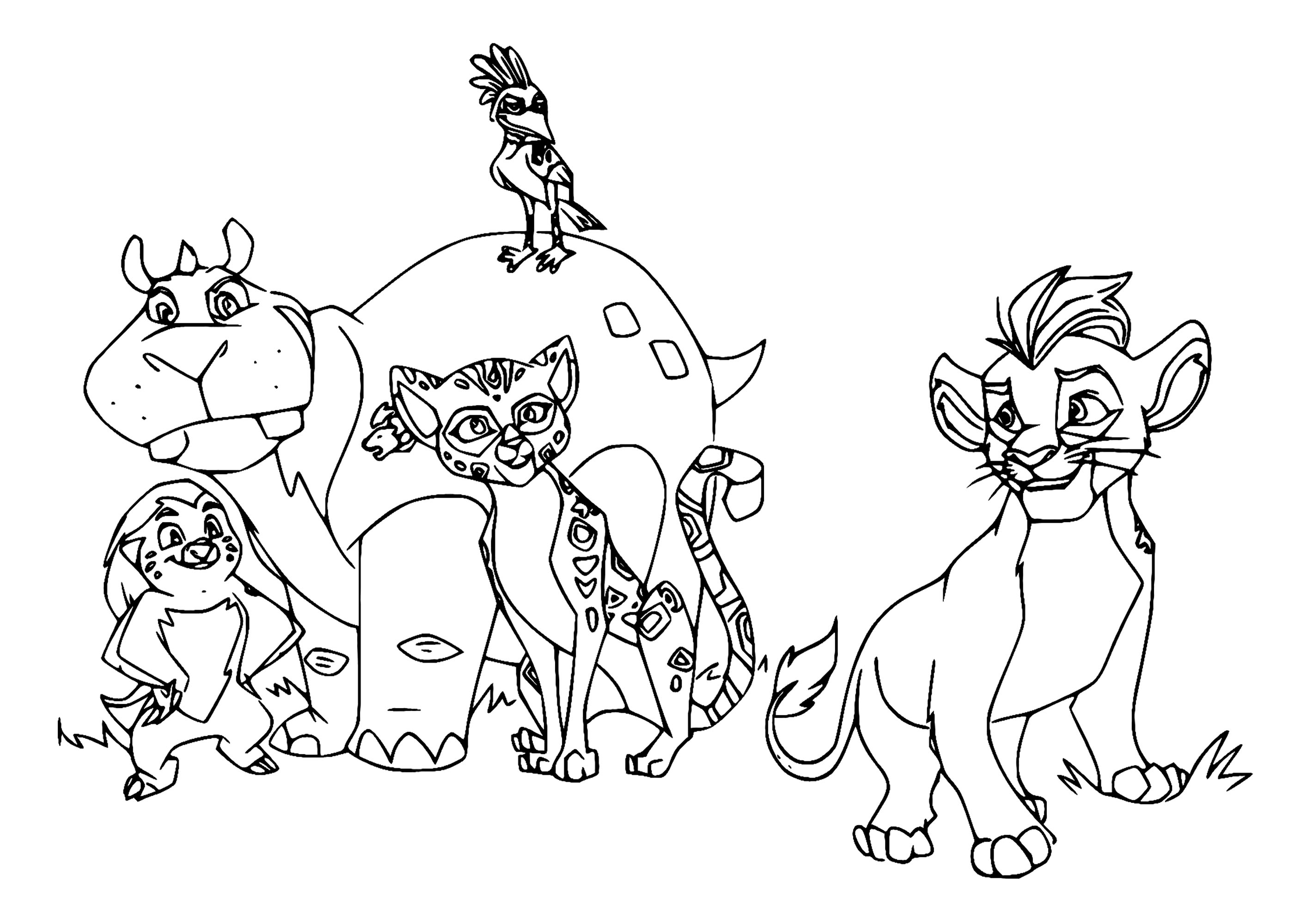 The heroes of The Lion Guard - The Lion Guard Coloring Pages