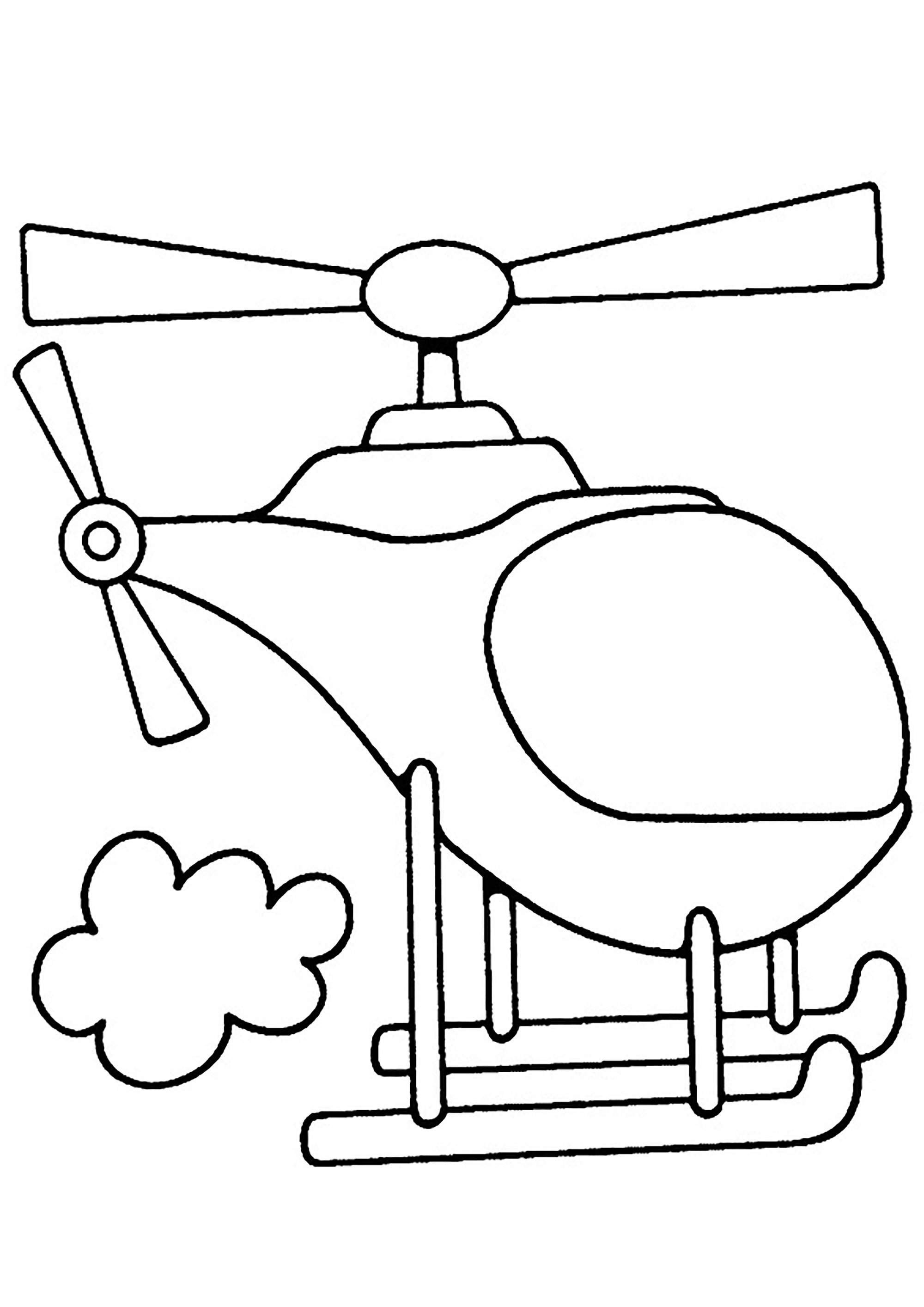 Simple helicopter drawing to color - Transport Coloring Pages