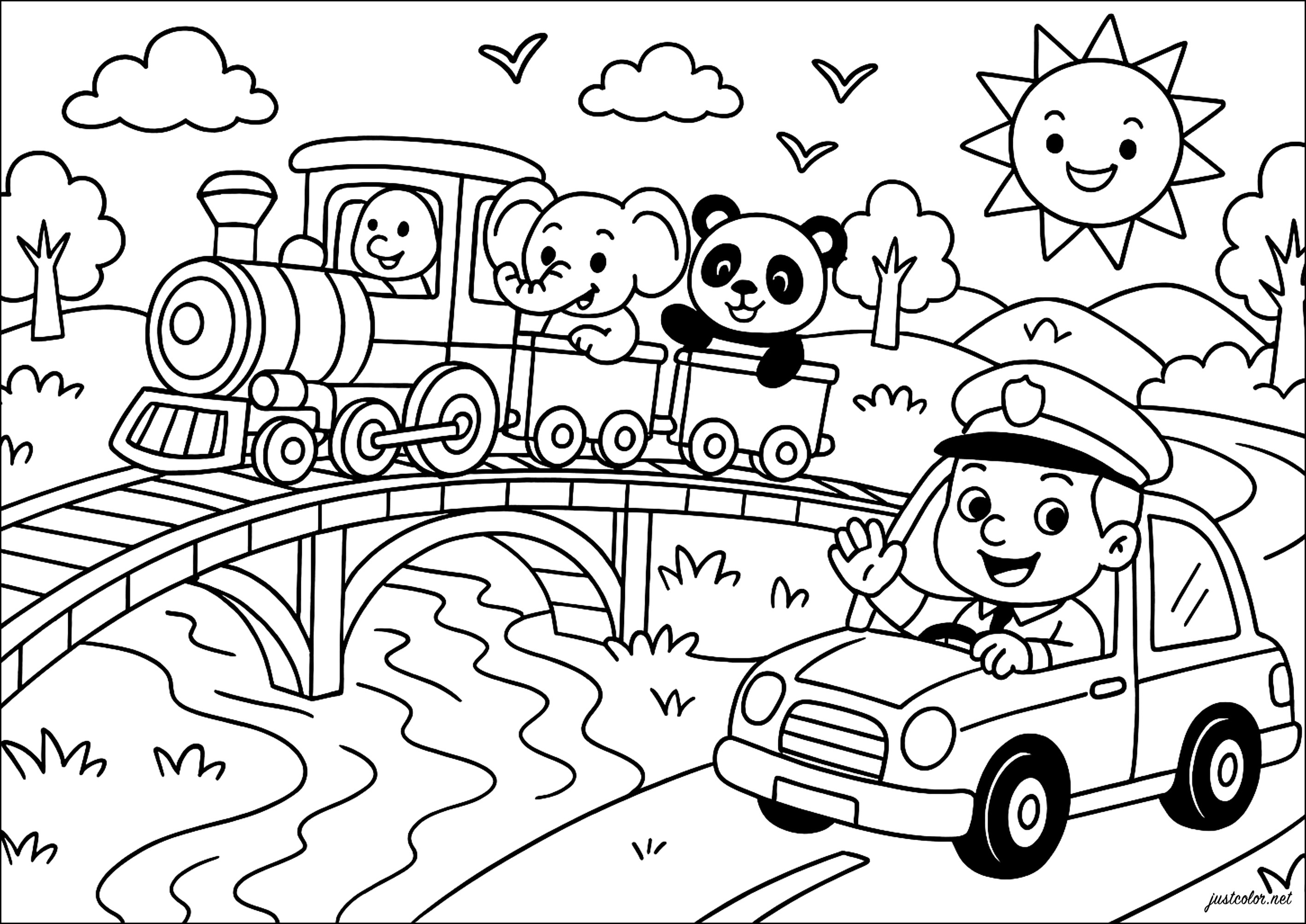 printable transport colouring pictures