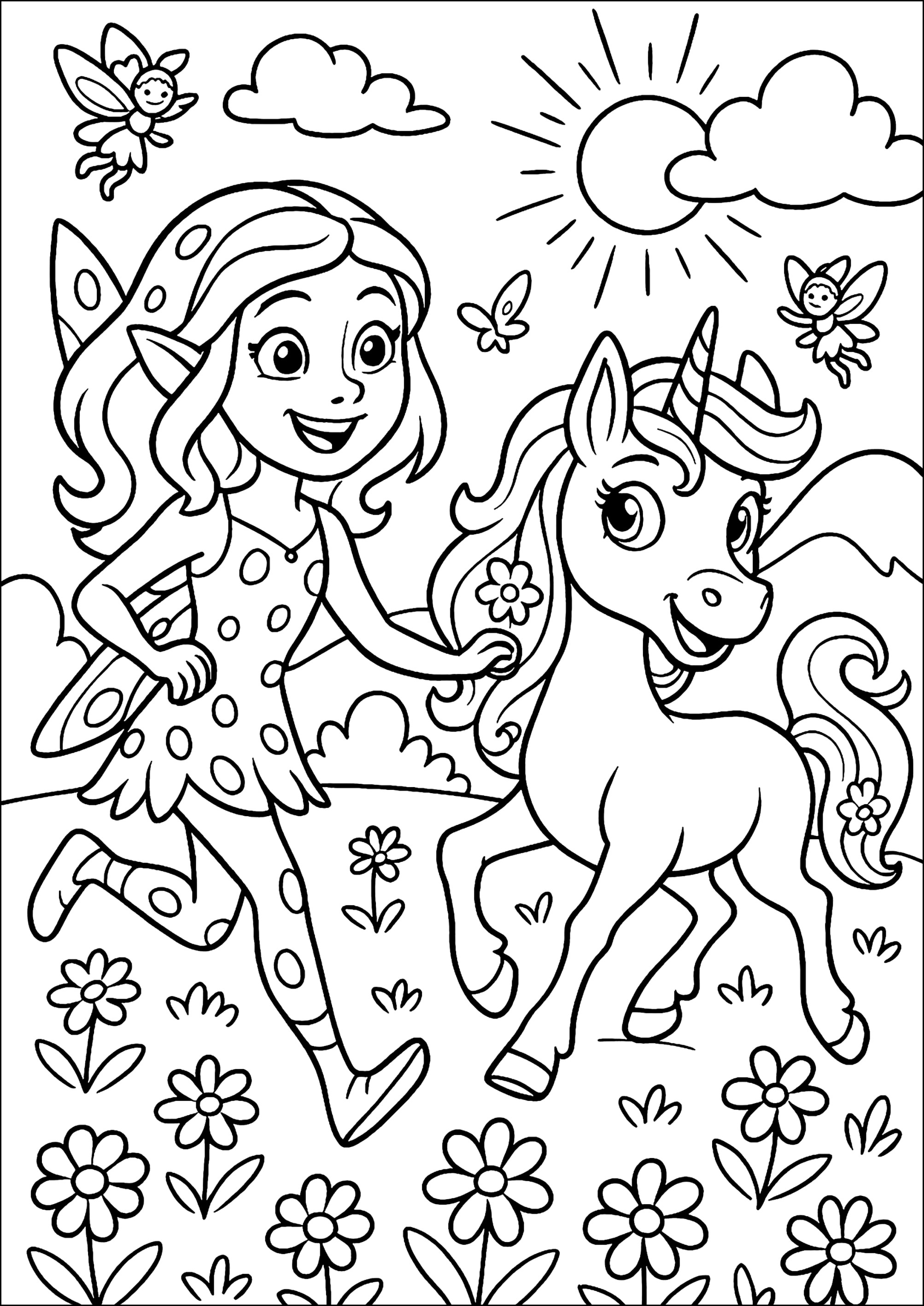 coloring pages fairies and unicorns