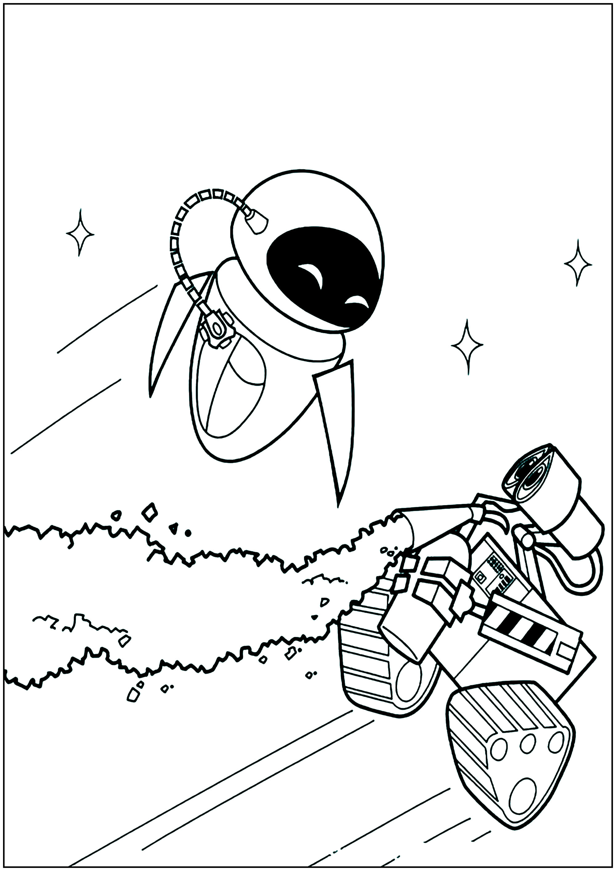 Wall-E and EVE - Wall E Coloring Pages for Kids