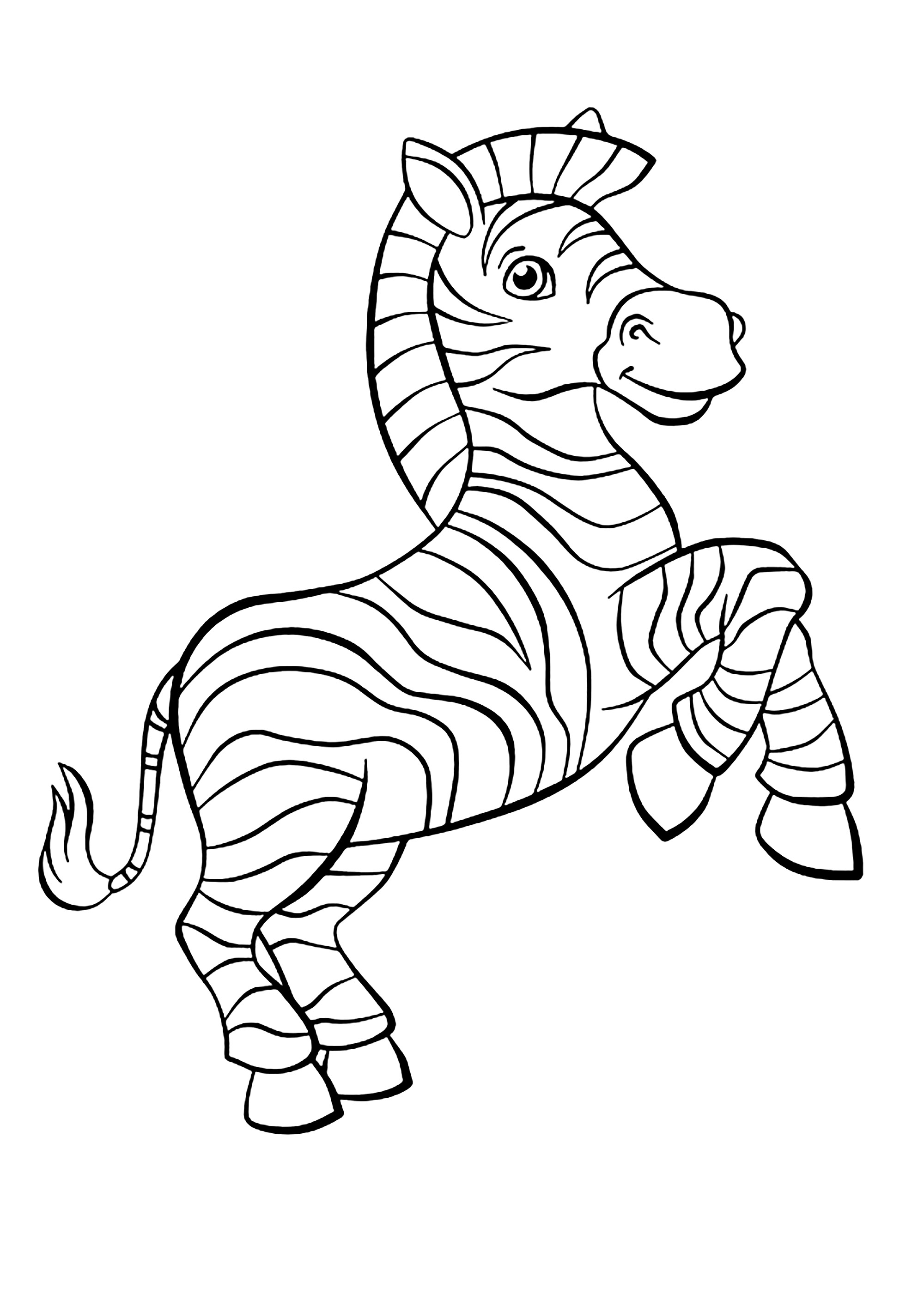 Cute zebra to color - Zebras Coloring Pages