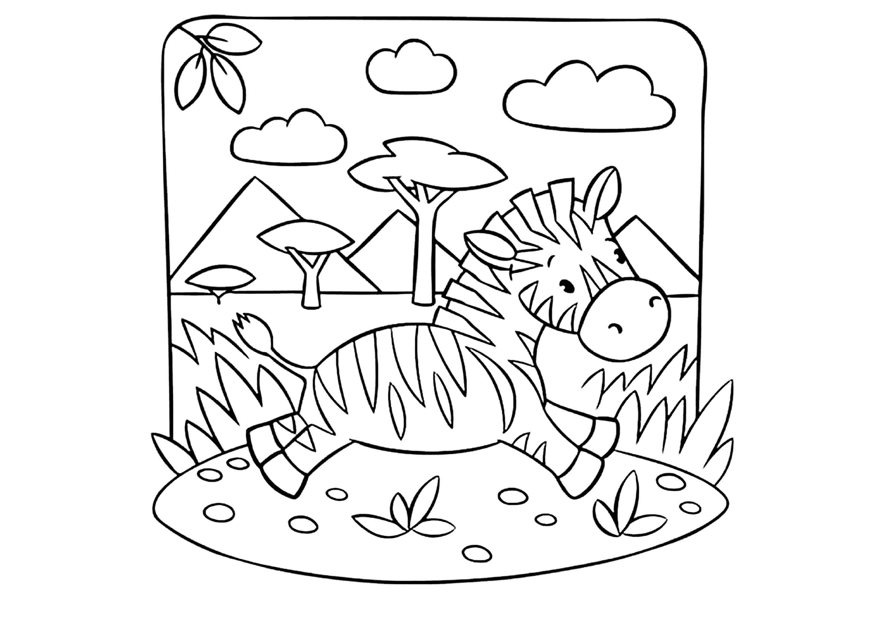 Simple Zebra Zebras Coloring Pages