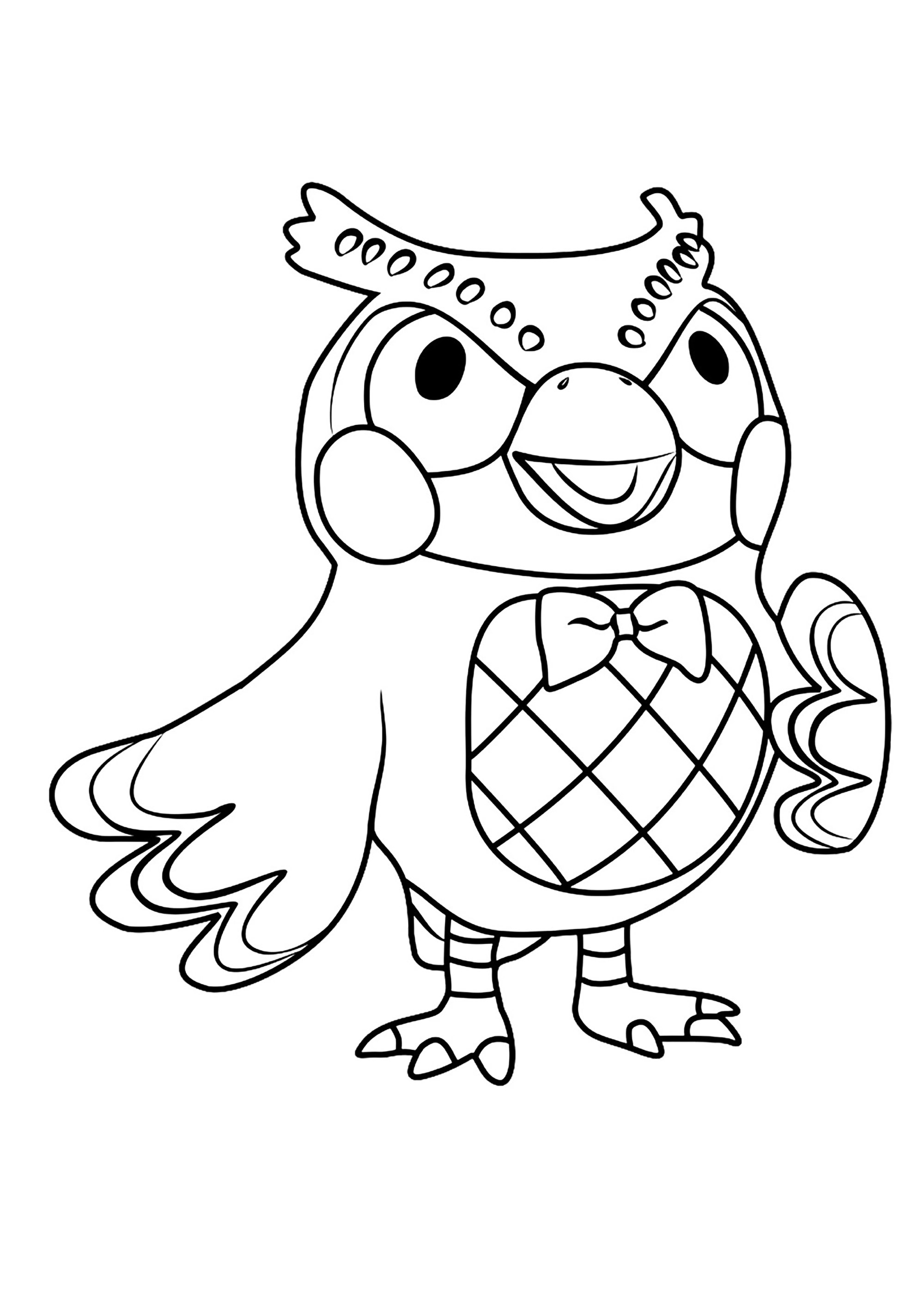 Thibou (Eule) - Ausmalbilder von Animal Crossing zum Ausmalen