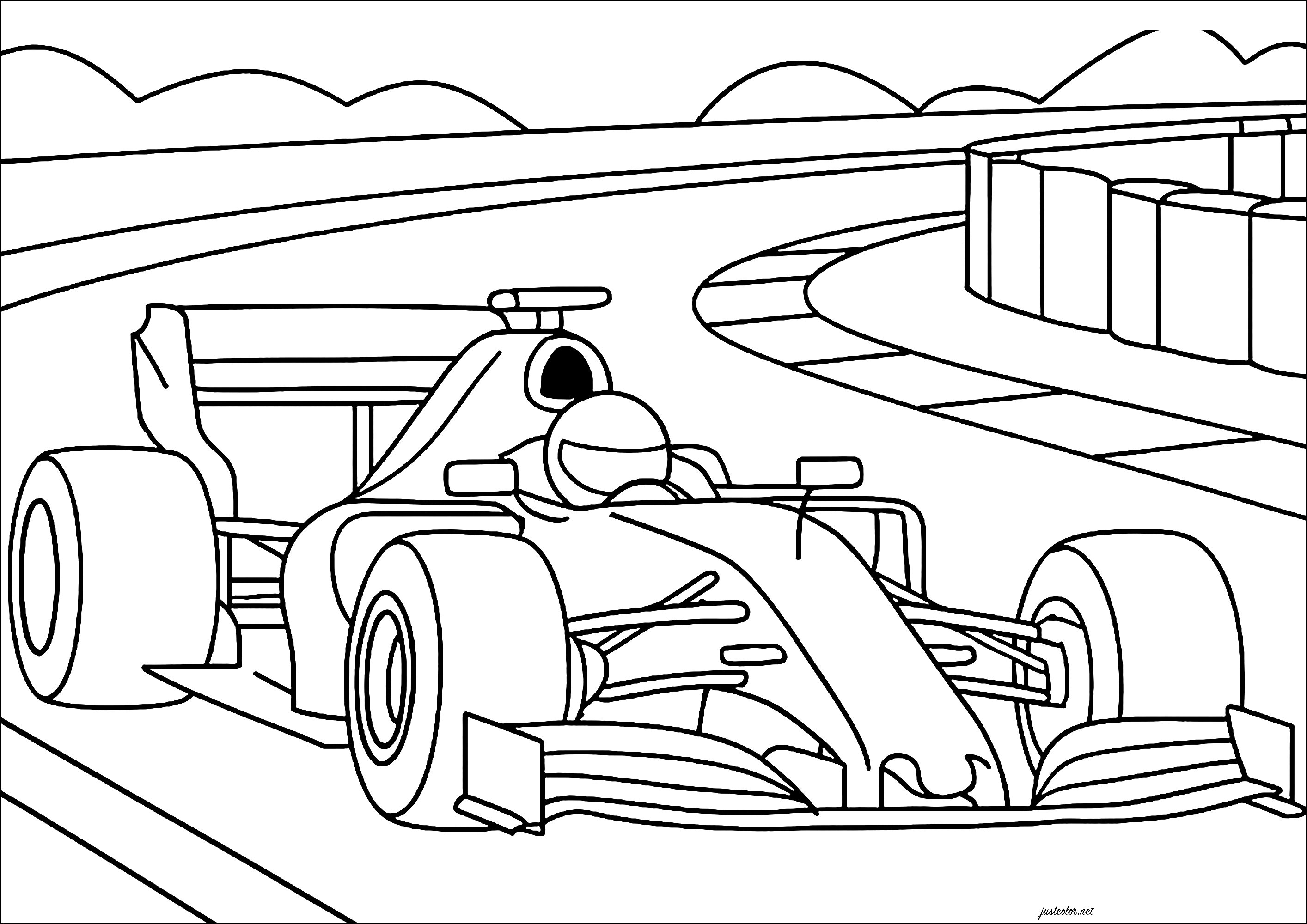 Einfache Zeichnung eines Formel-1-Autos - Ausmalbilder von Formel 1 zum Ausmalen