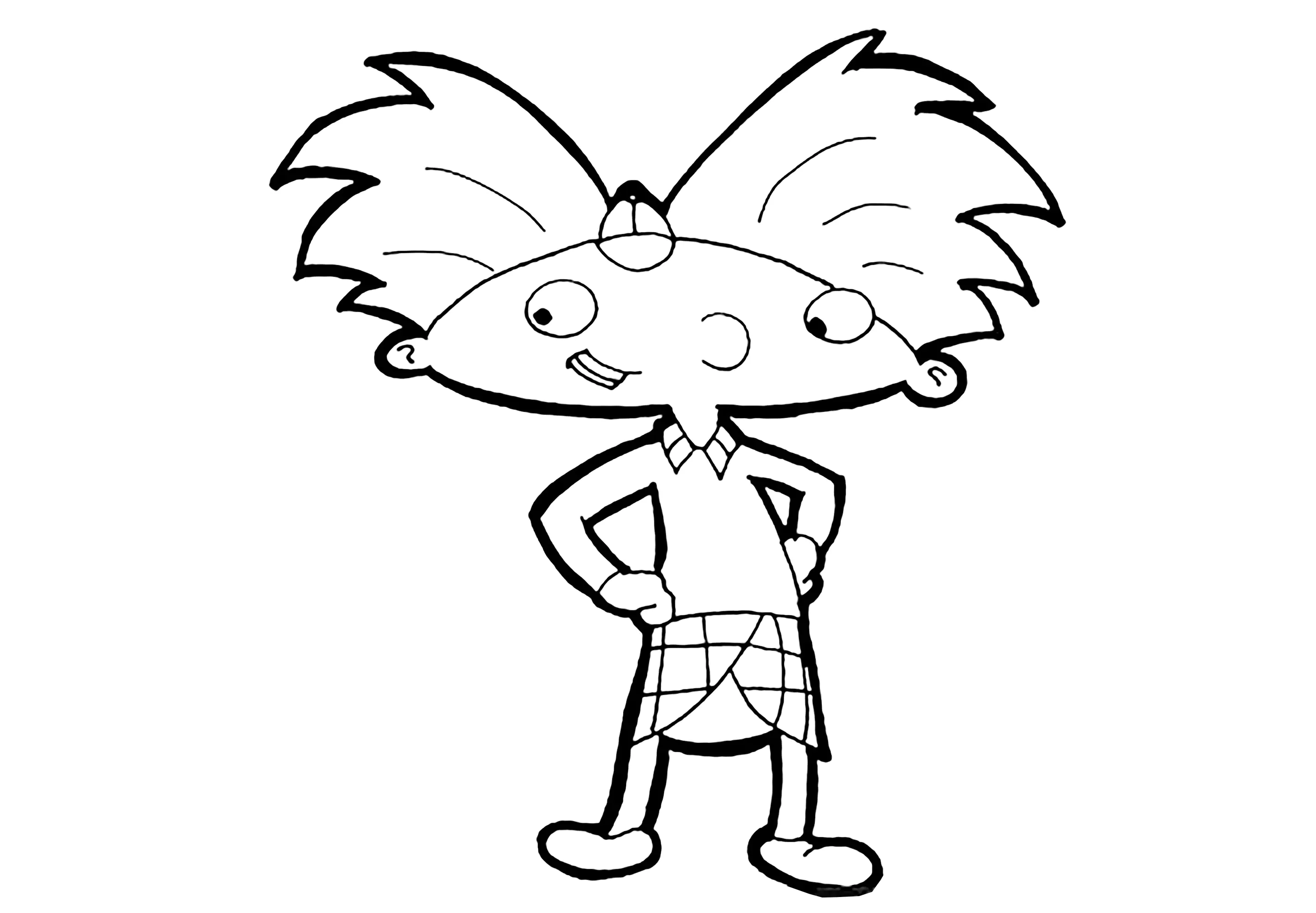 Einfaches Ausmalen von Arnold - Ausmalbilder von Hey Arnold zum Ausmalen