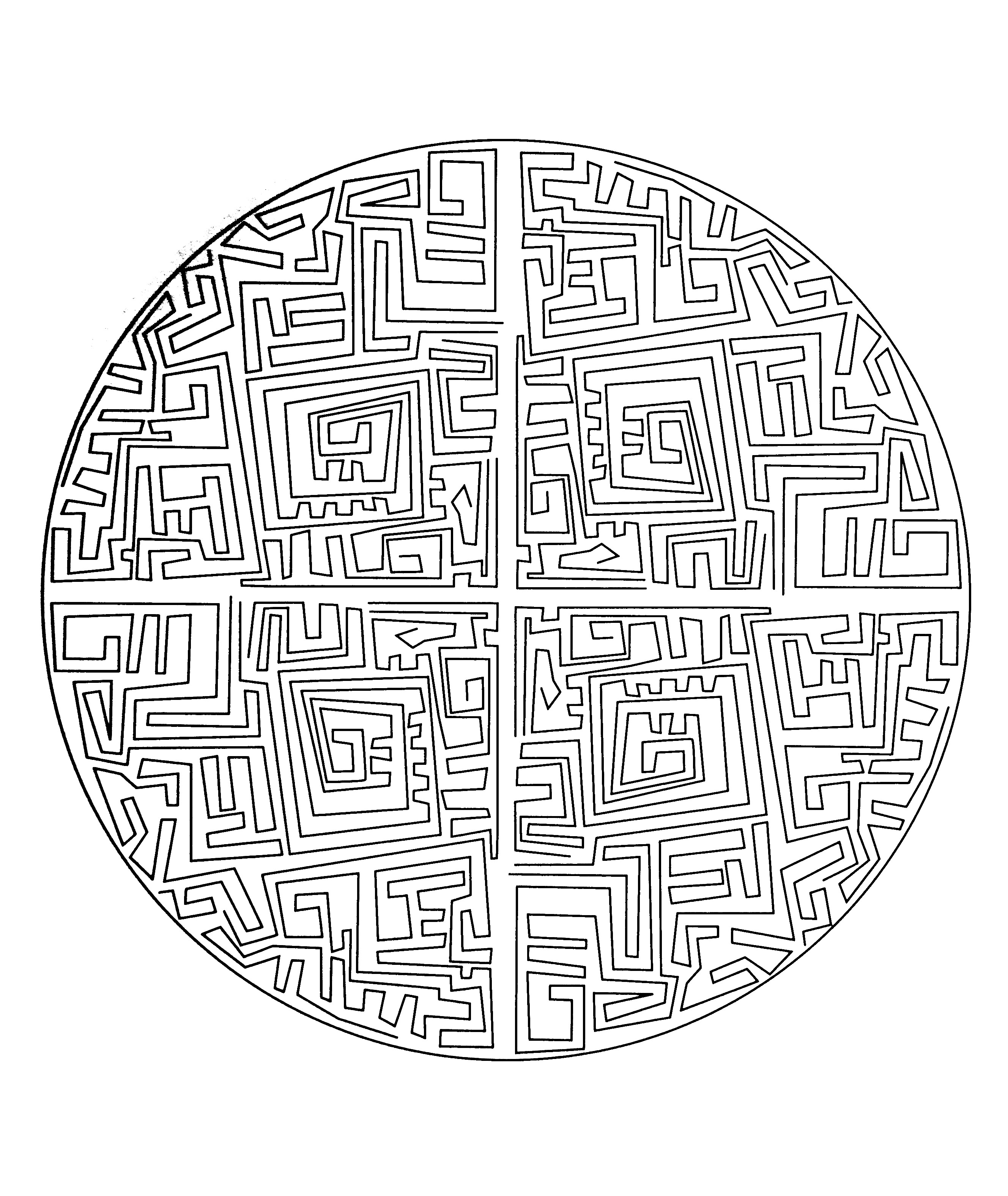 Labyrinth - Ausmalbilder von Mandala zum Ausmalen