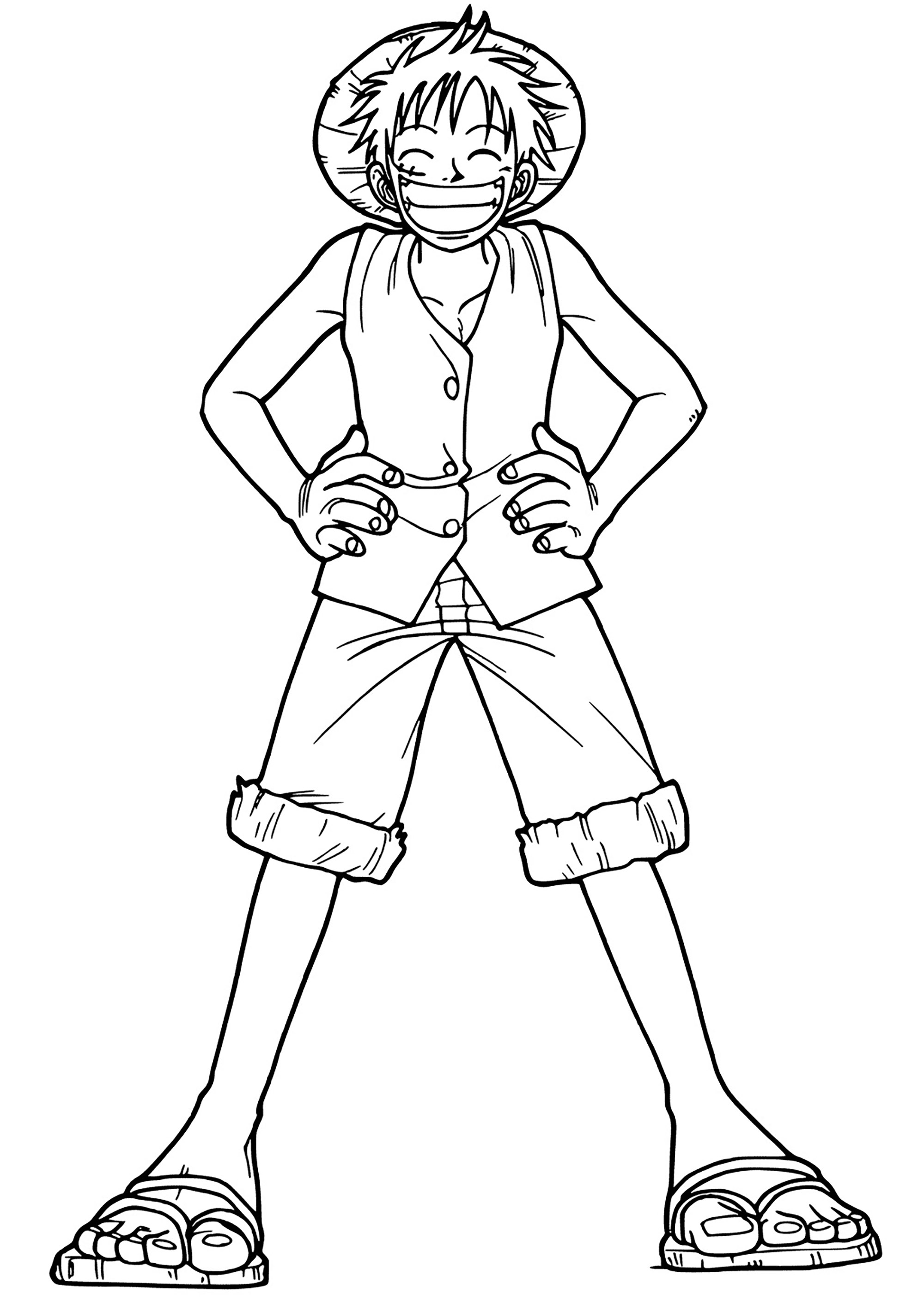 Monkey D. Luffy lacht - Ausmalbilder von One Piece zum Ausmalen