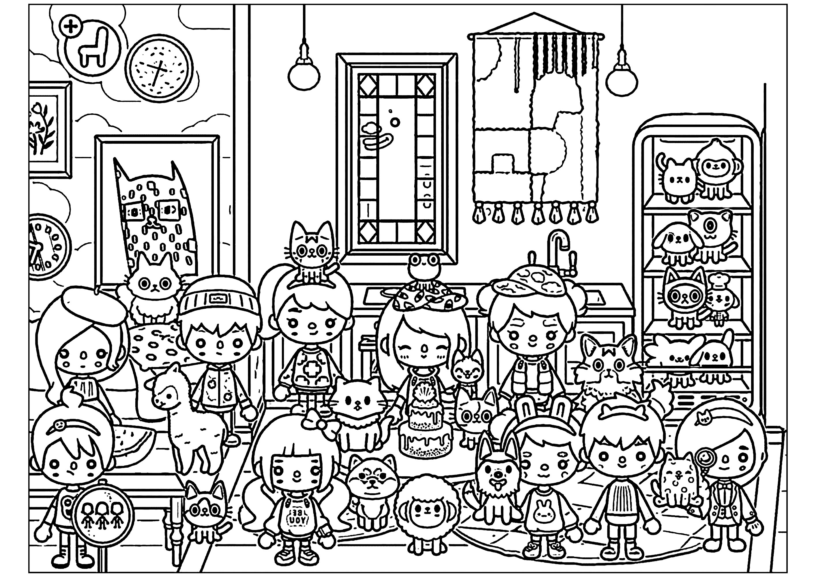 Viele Charaktere von Toca Boca. - Ausmalbilder von Toca Boca zum Ausmalen