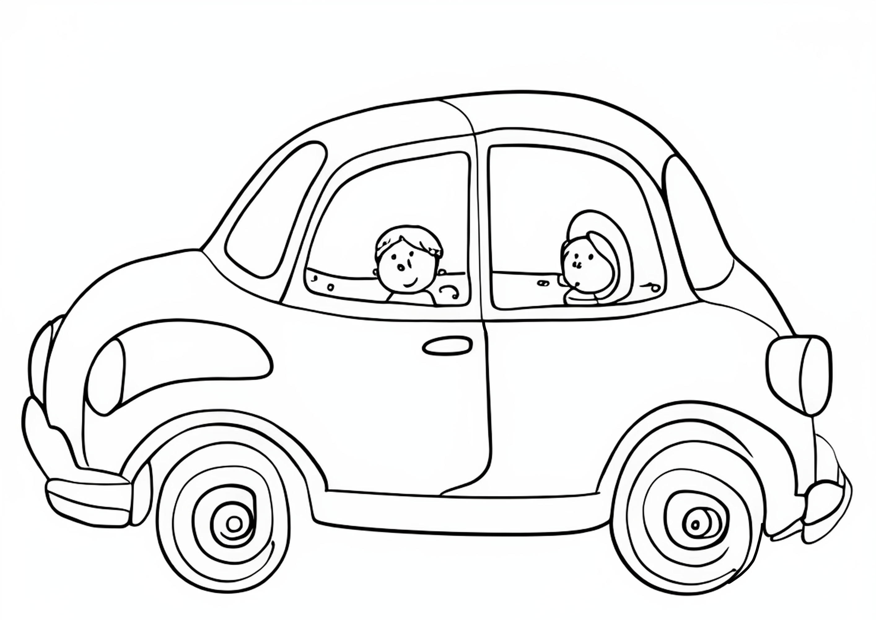 Auto: Kinderzeichnungsstil - Ausmalbilder von Verkehrsmittel zum Ausmalen