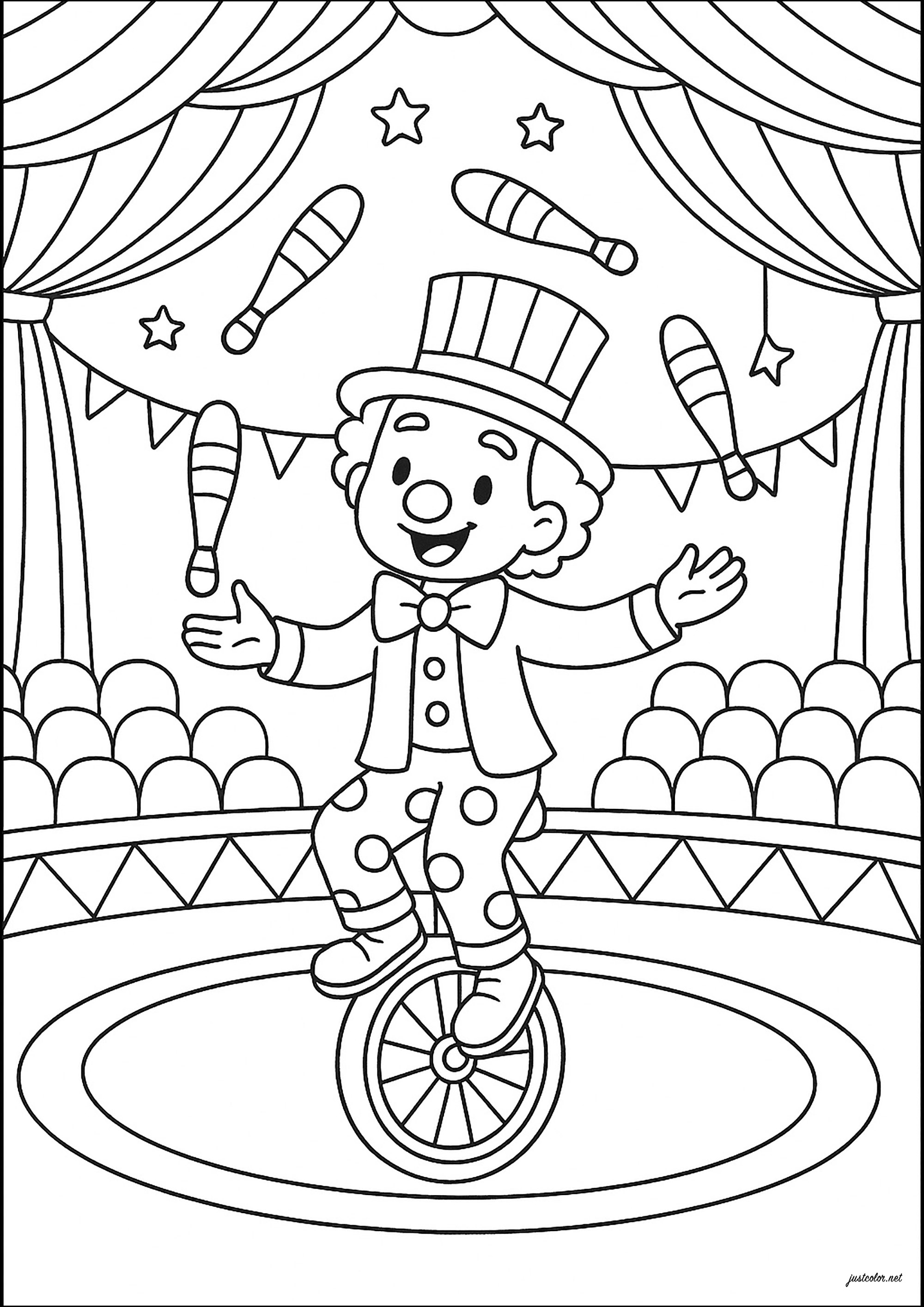 Der Jongleur - Ausmalbilder von Zirkus zum Ausmalen
