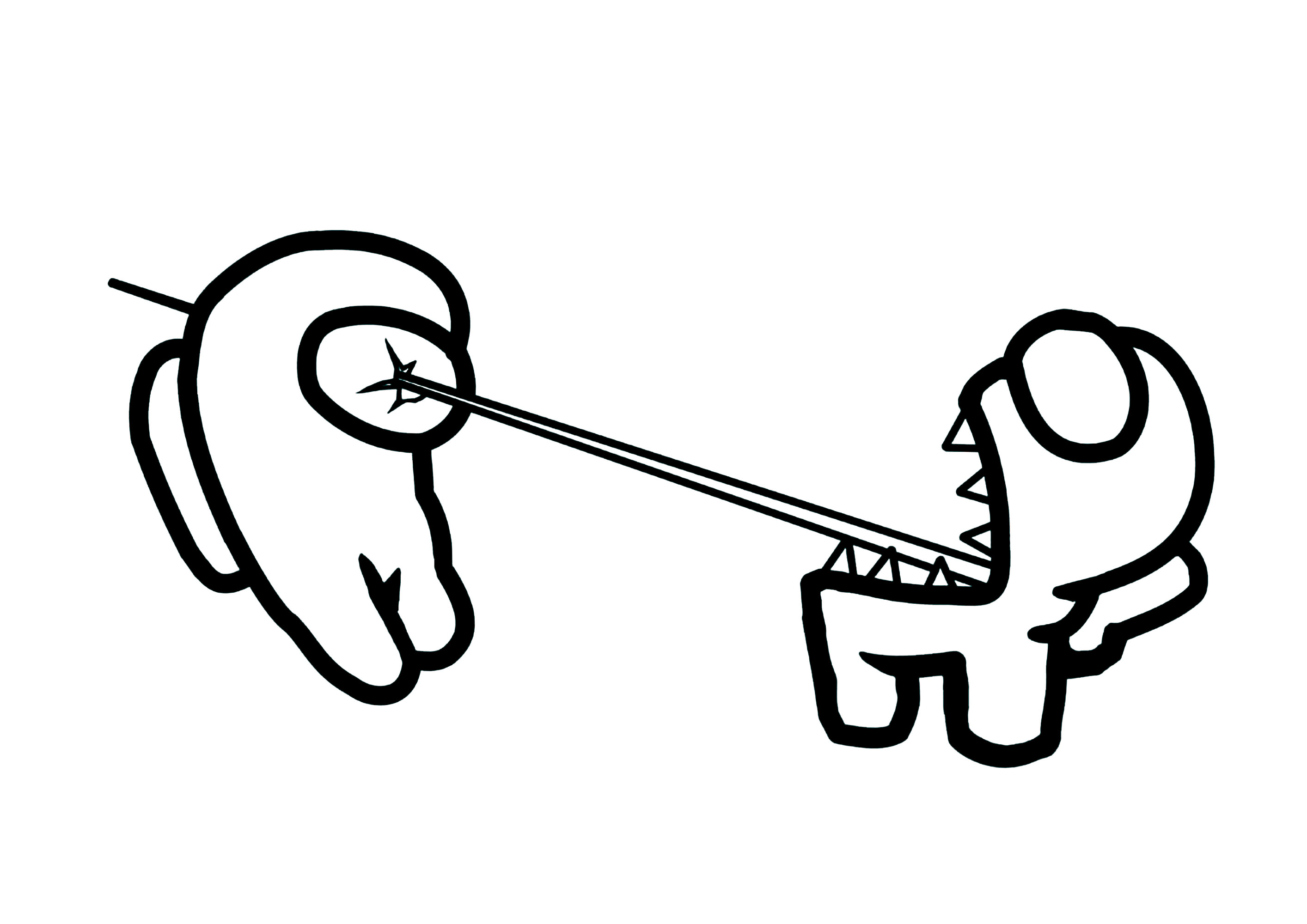 Pelea entre personajes de Among Us - Páginas de Among Us para imprimir