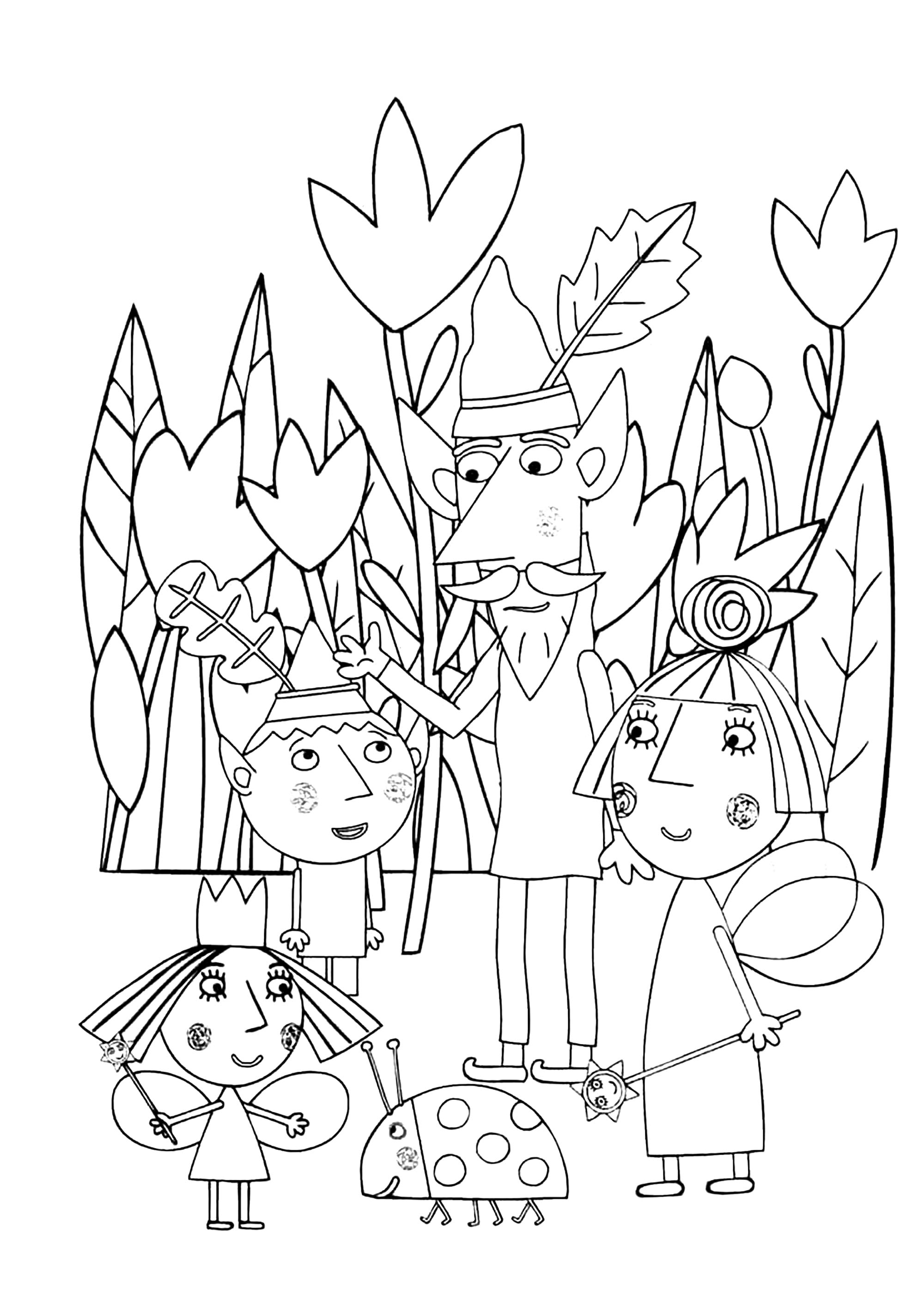 Toda la familia - Páginas de El pequeño reino de Ben y Holly para imprimir