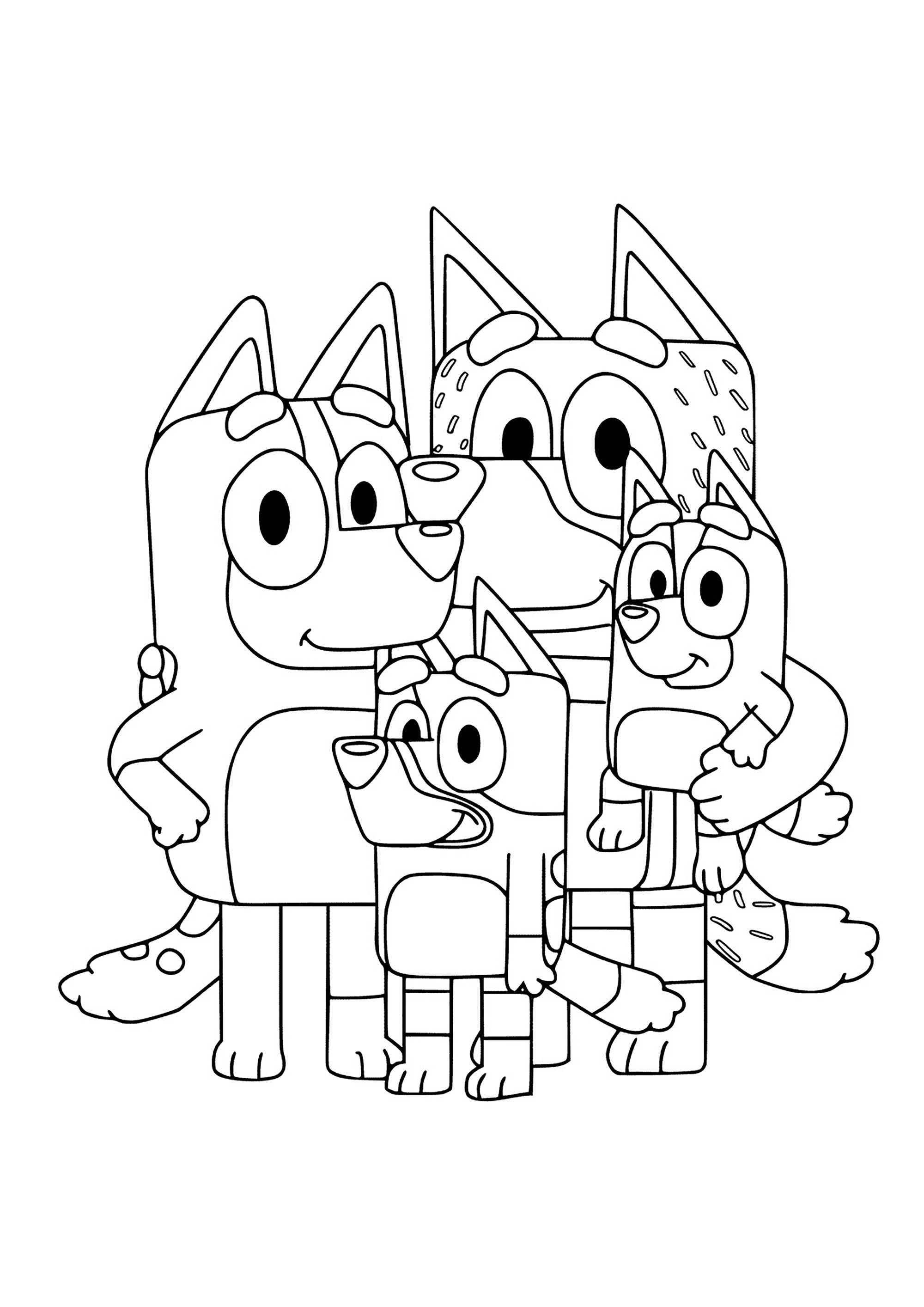 Personajes azules para colorear - Páginas de Bluey para imprimir