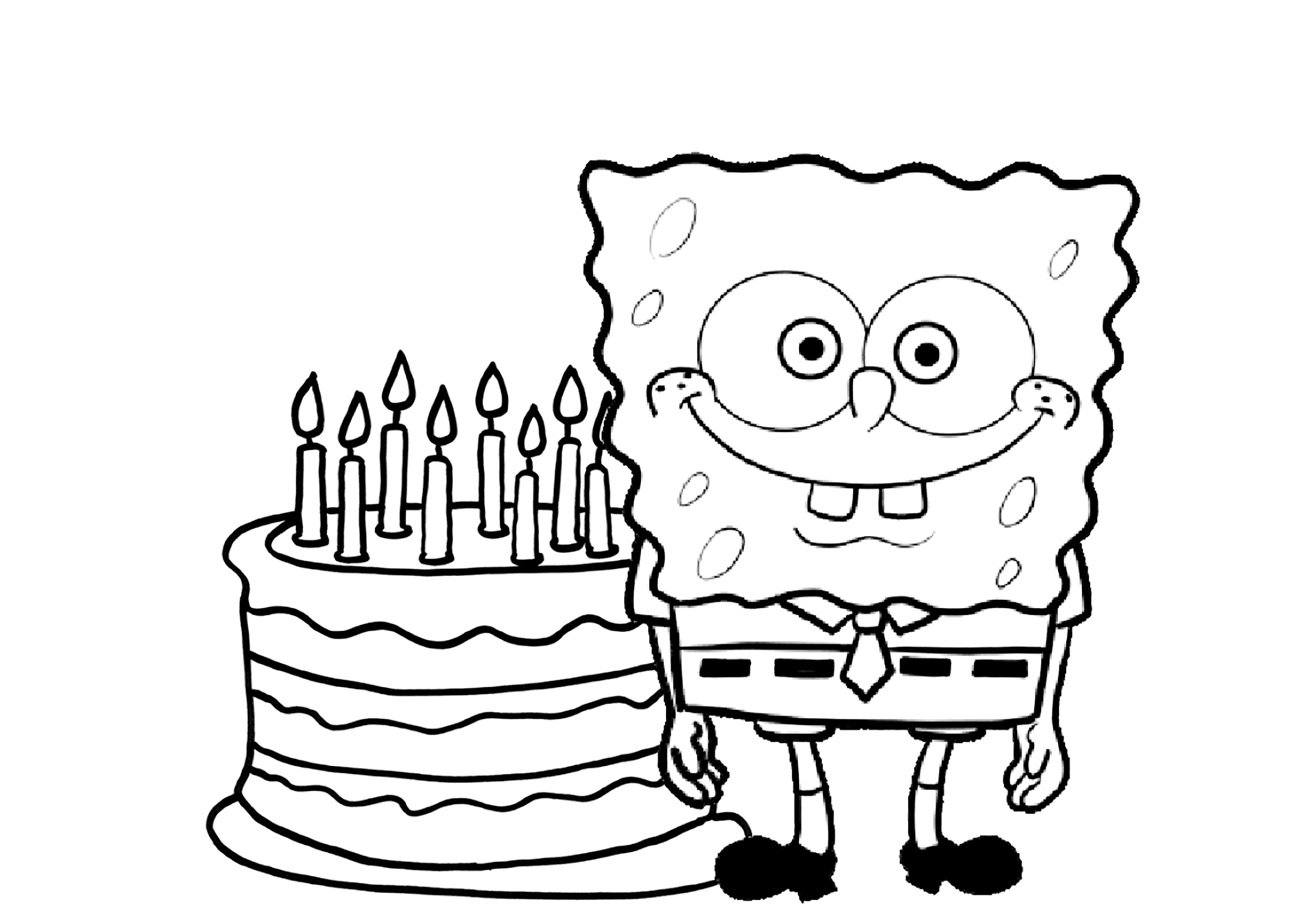 Es el cumpleaños de Bob Esponja - Páginas de Bob Esponja para imprimir