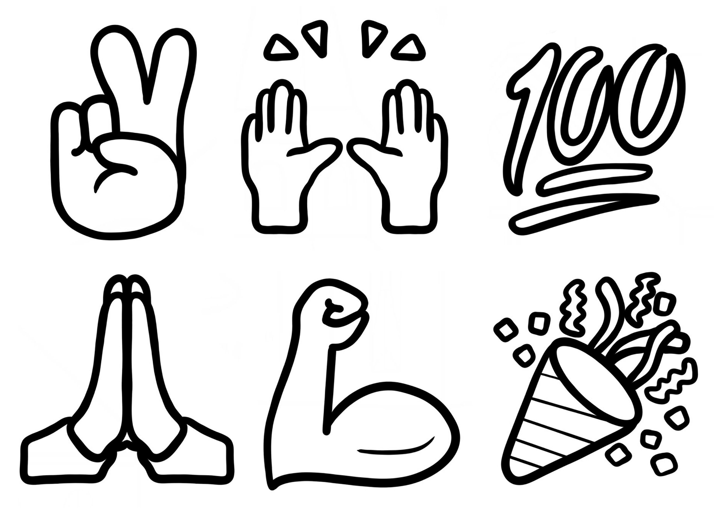 Varios emojis sobre el tema del éxito - Páginas de Emoji para imprimir