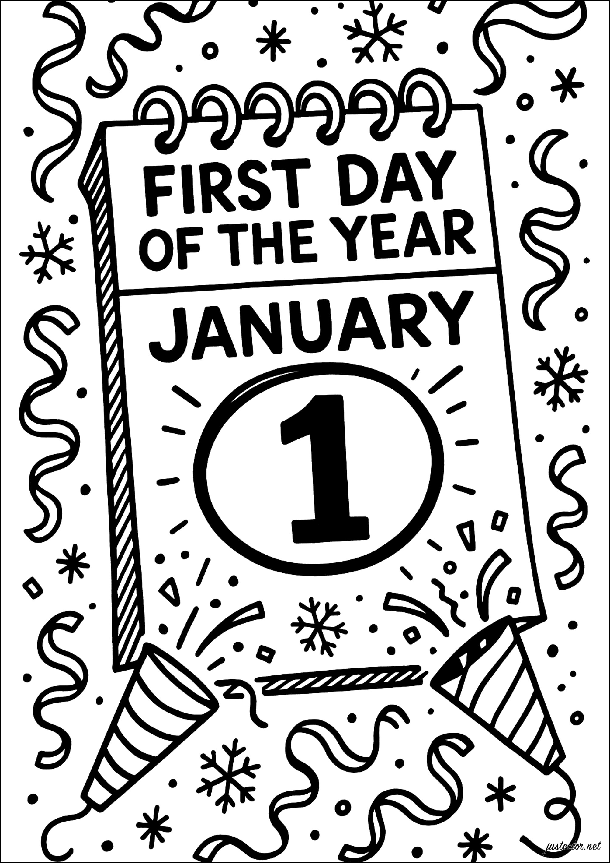 Dibujos para colorear gratis para niños de año-nuevo-feliz-año-nuevo ...