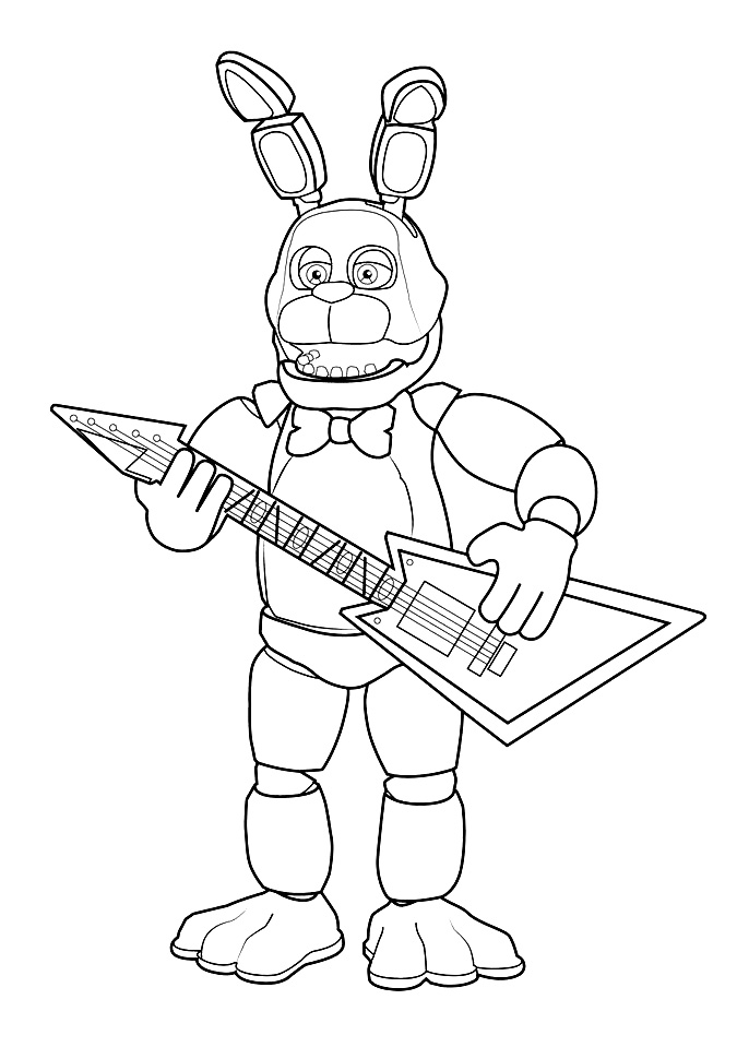 Bonnie con una guitarra - Páginas de FNAF para imprimir