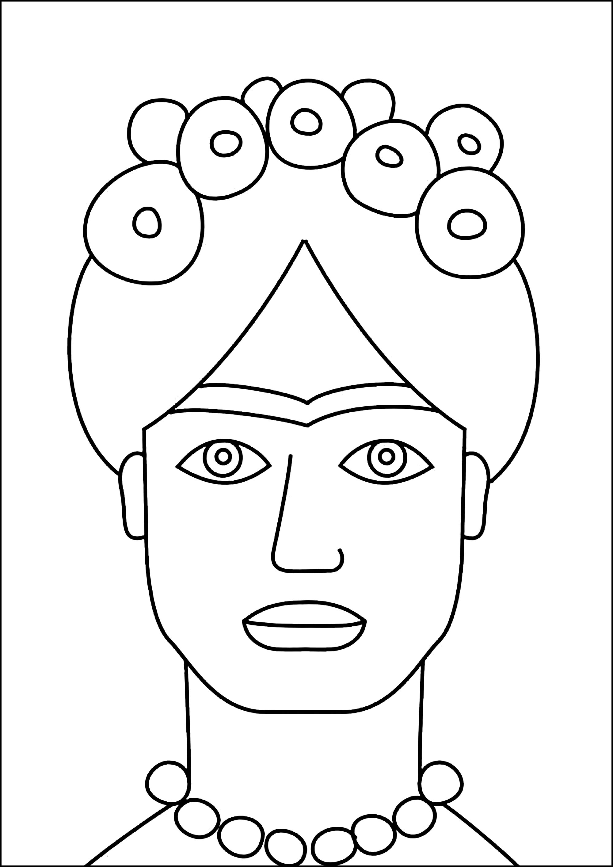 Dibujo sencillo de Frida Kahlo - Páginas de Frida Kahlo para imprimir