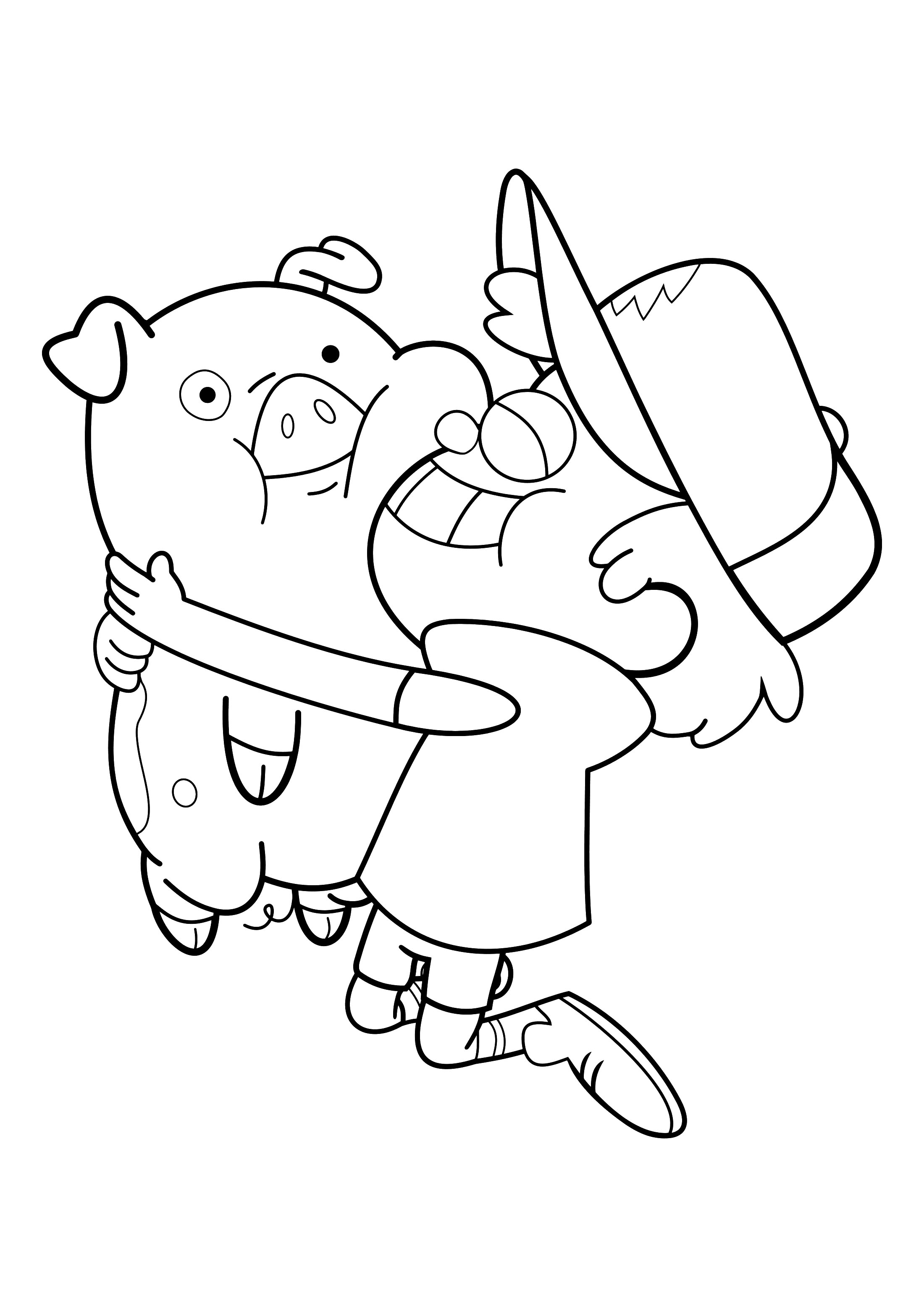 Didder con su cerdo Dandinou - Páginas de Gravity Falls para imprimir