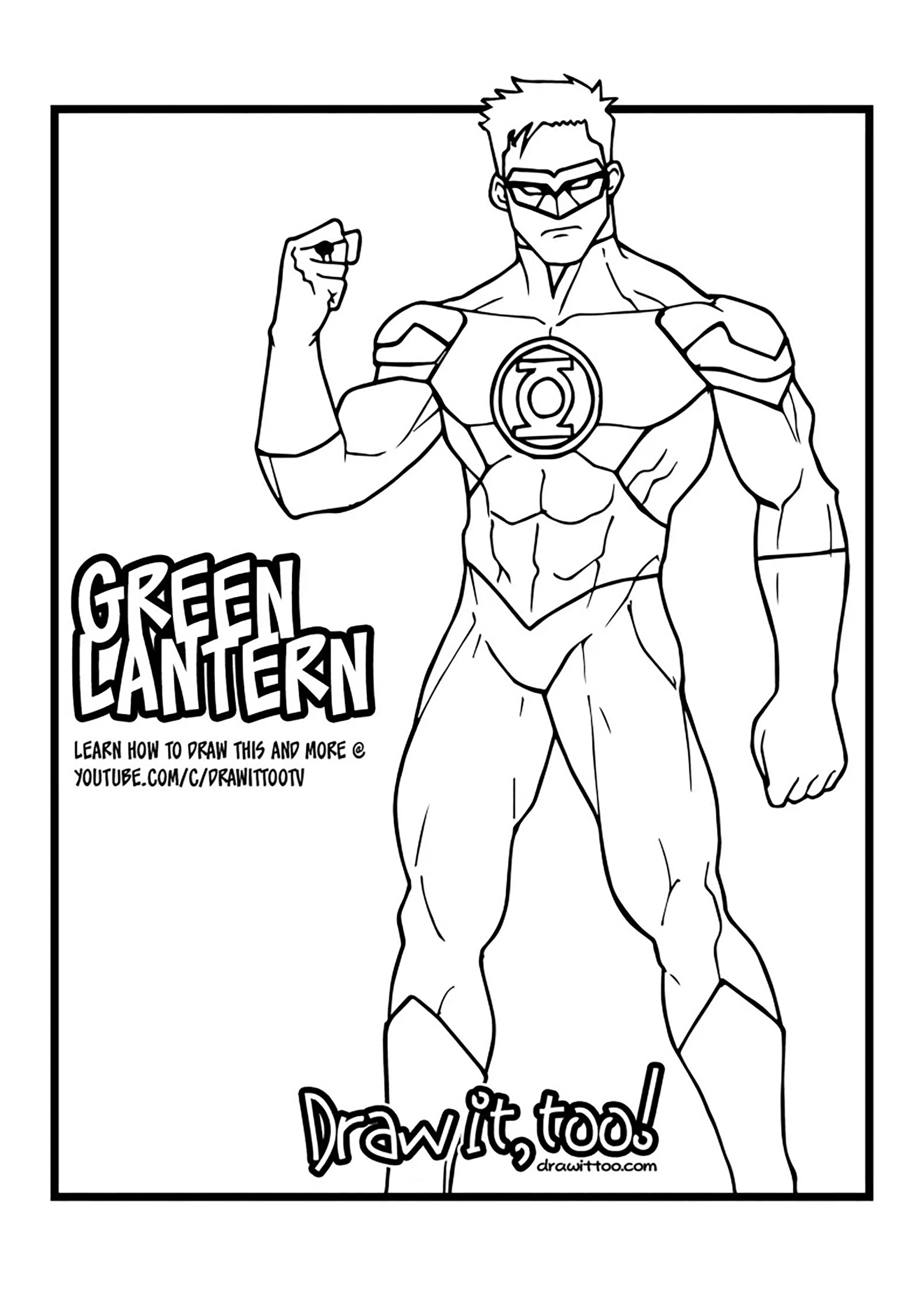 Libro para colorear de Linterna Verde - Páginas de Linterna Verde para ...