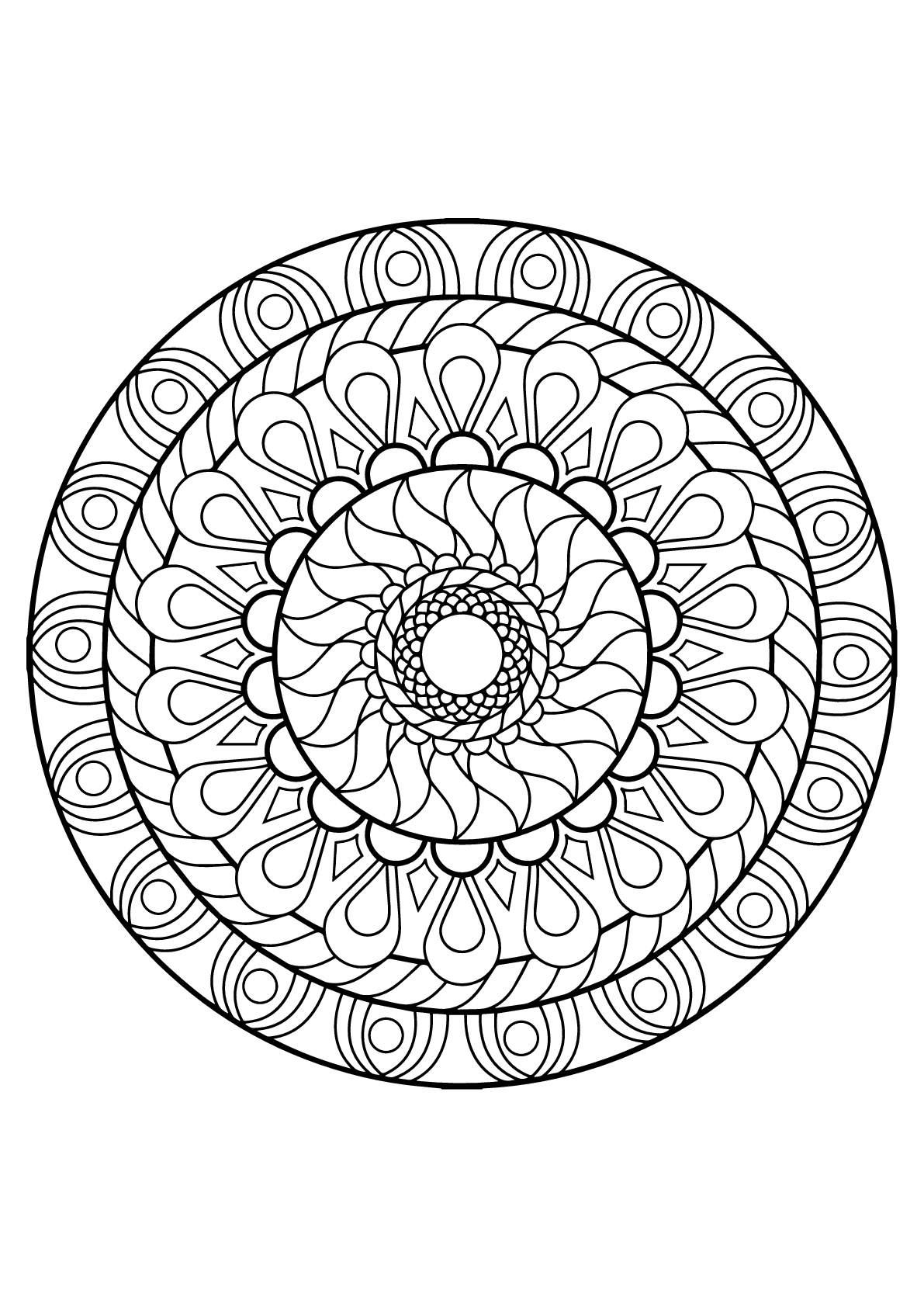 Mandala con 3 niveles - Páginas de Mandalas Coloring pages for kids ...