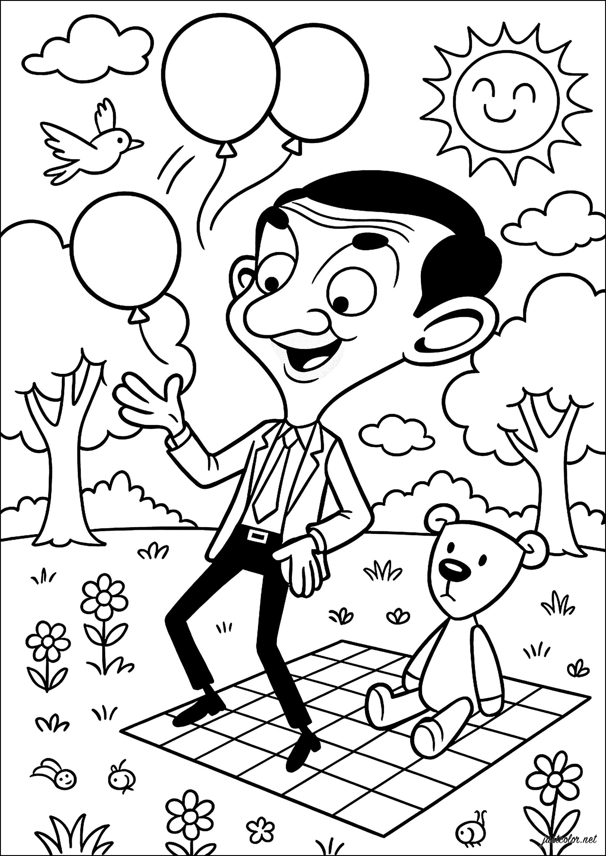 Día de verano para Mr Bean - Páginas de Mr Bean para imprimir