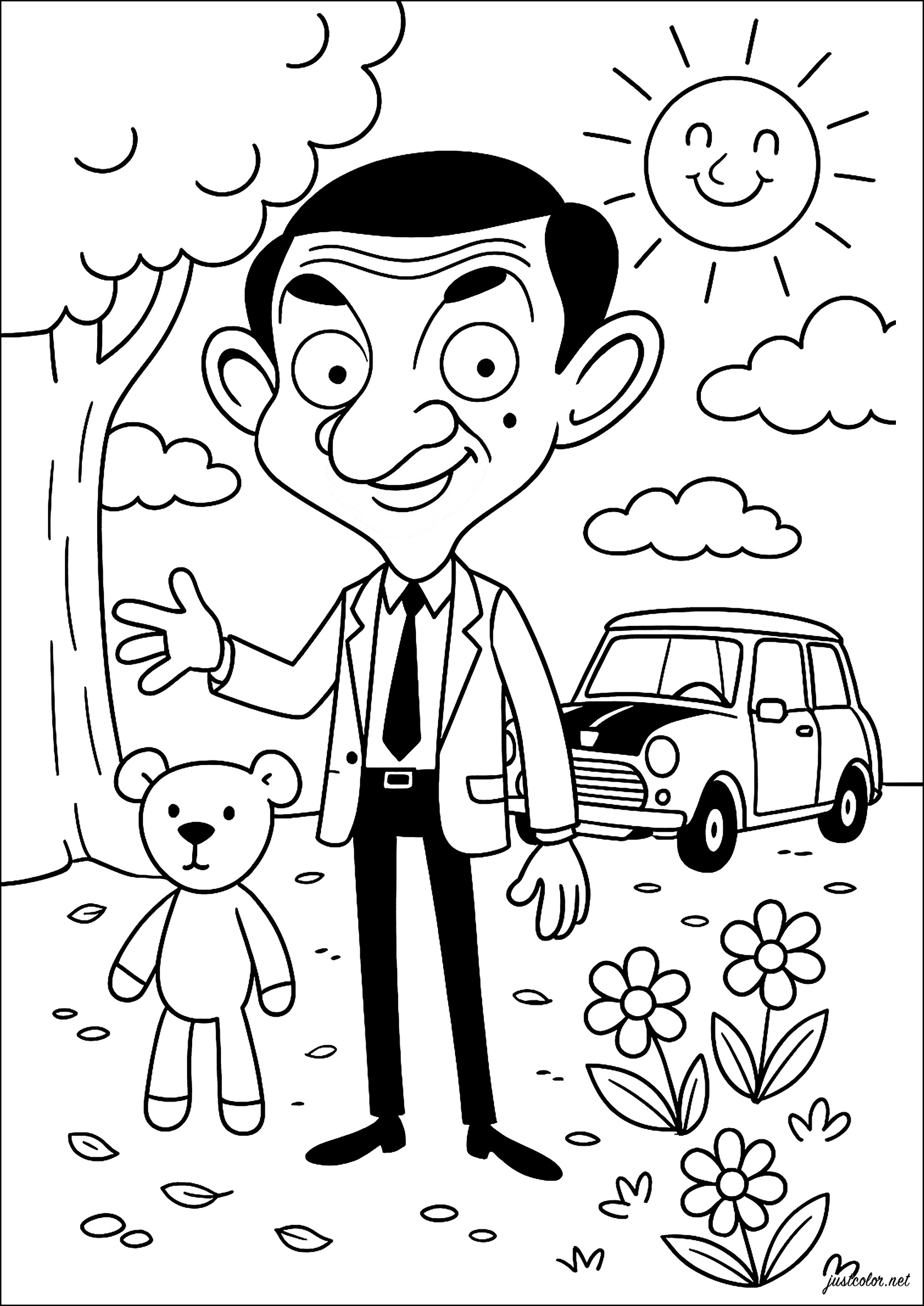 El Sr. Bean disfruta de un hermoso día - Páginas de Mr Bean para imprimir