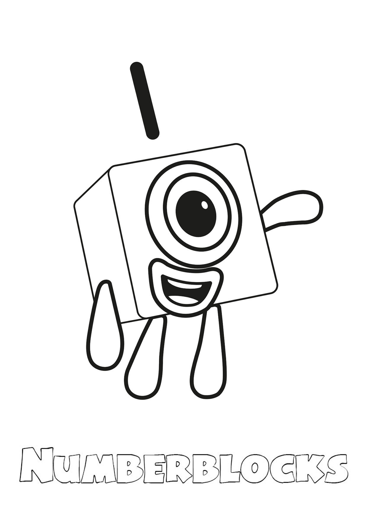 El pequeño "One - Páginas de Numberblocks para imprimir