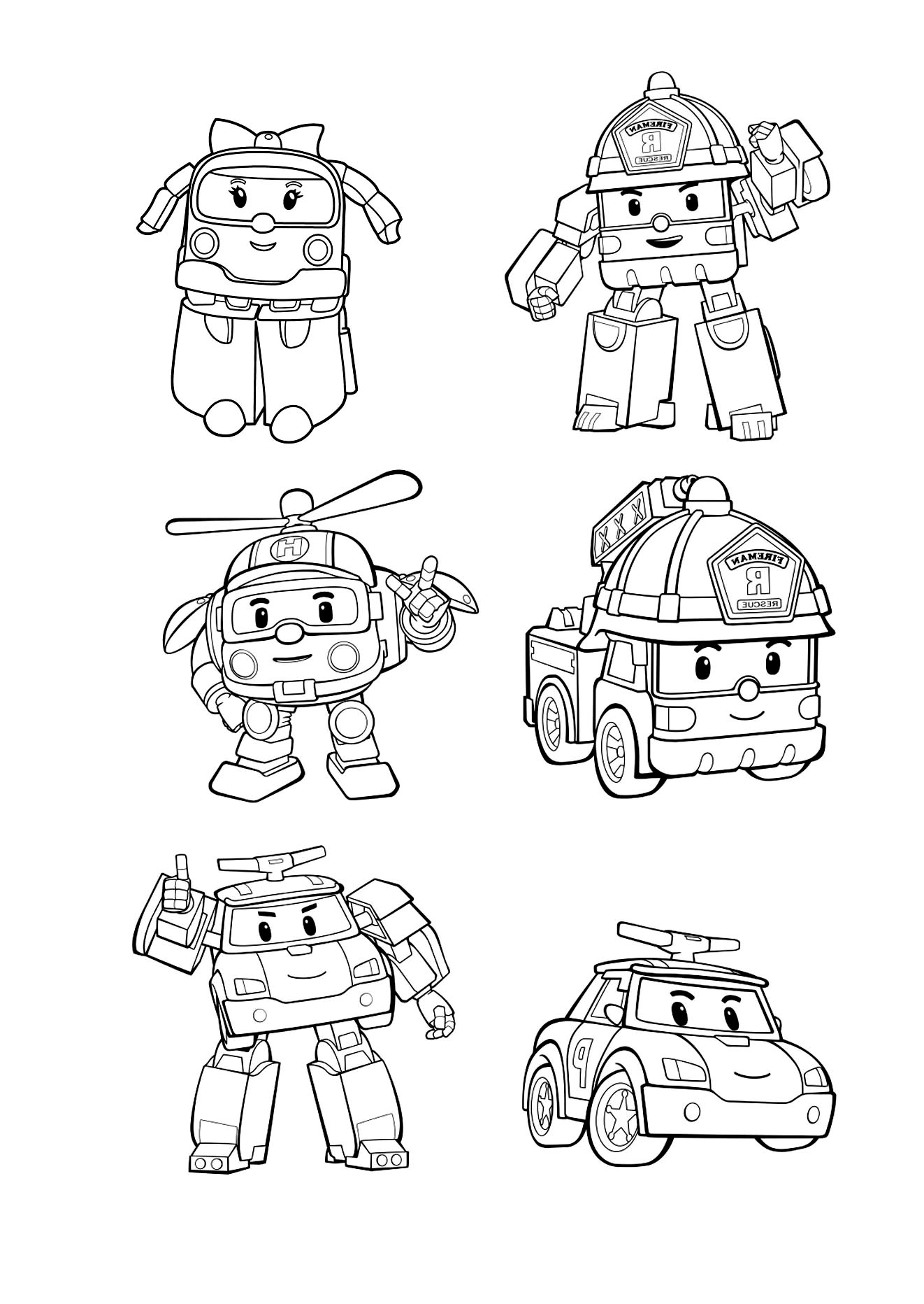 Dibujo descargable gratuito de un Robocar pulido para colorear ...