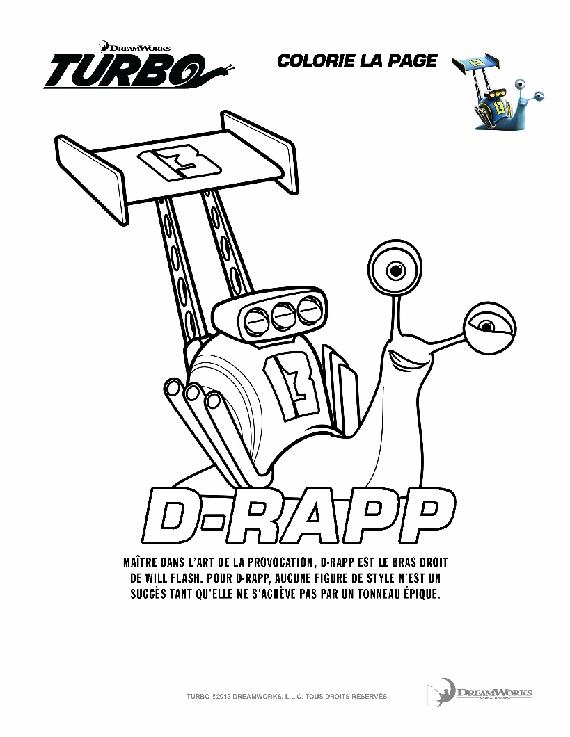 Dibujos para colorear de Turbo - Páginas de Turbo para imprimir