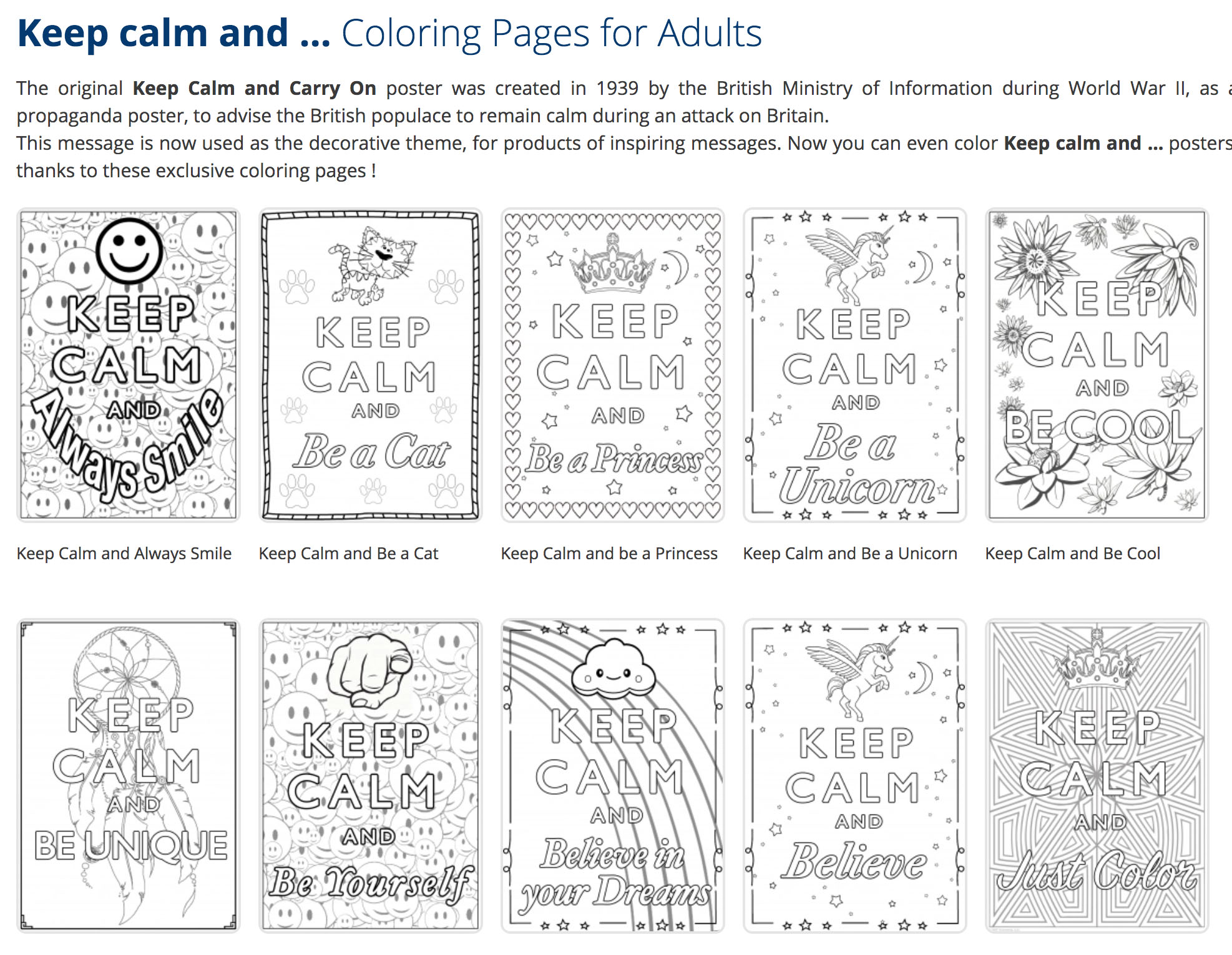 "Keep Calm and ..." : 20 New exclusive Coloring pages - Coloring Pages ...