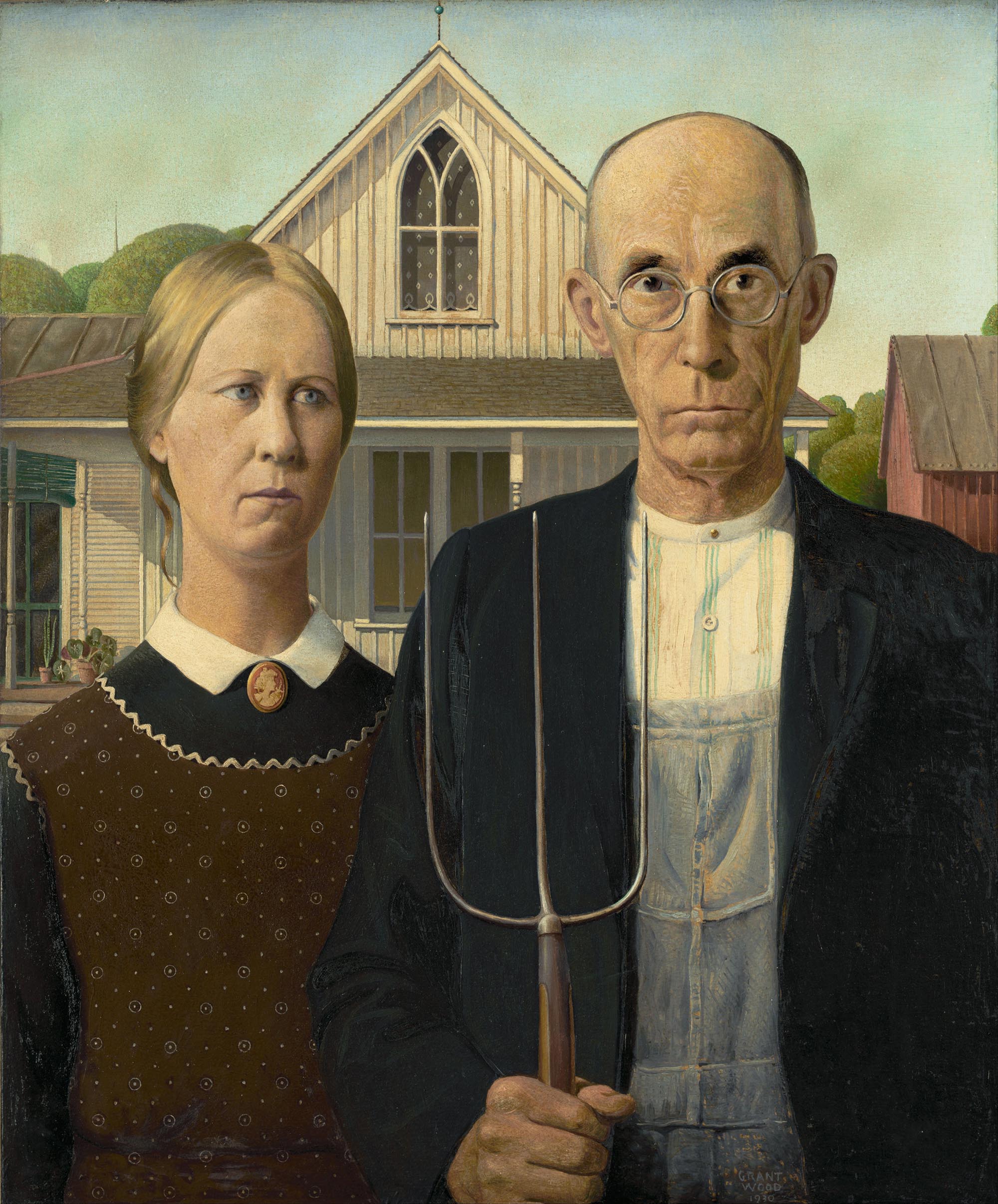 Grant wood american gothic - Masterpieces Adult Coloring Pages