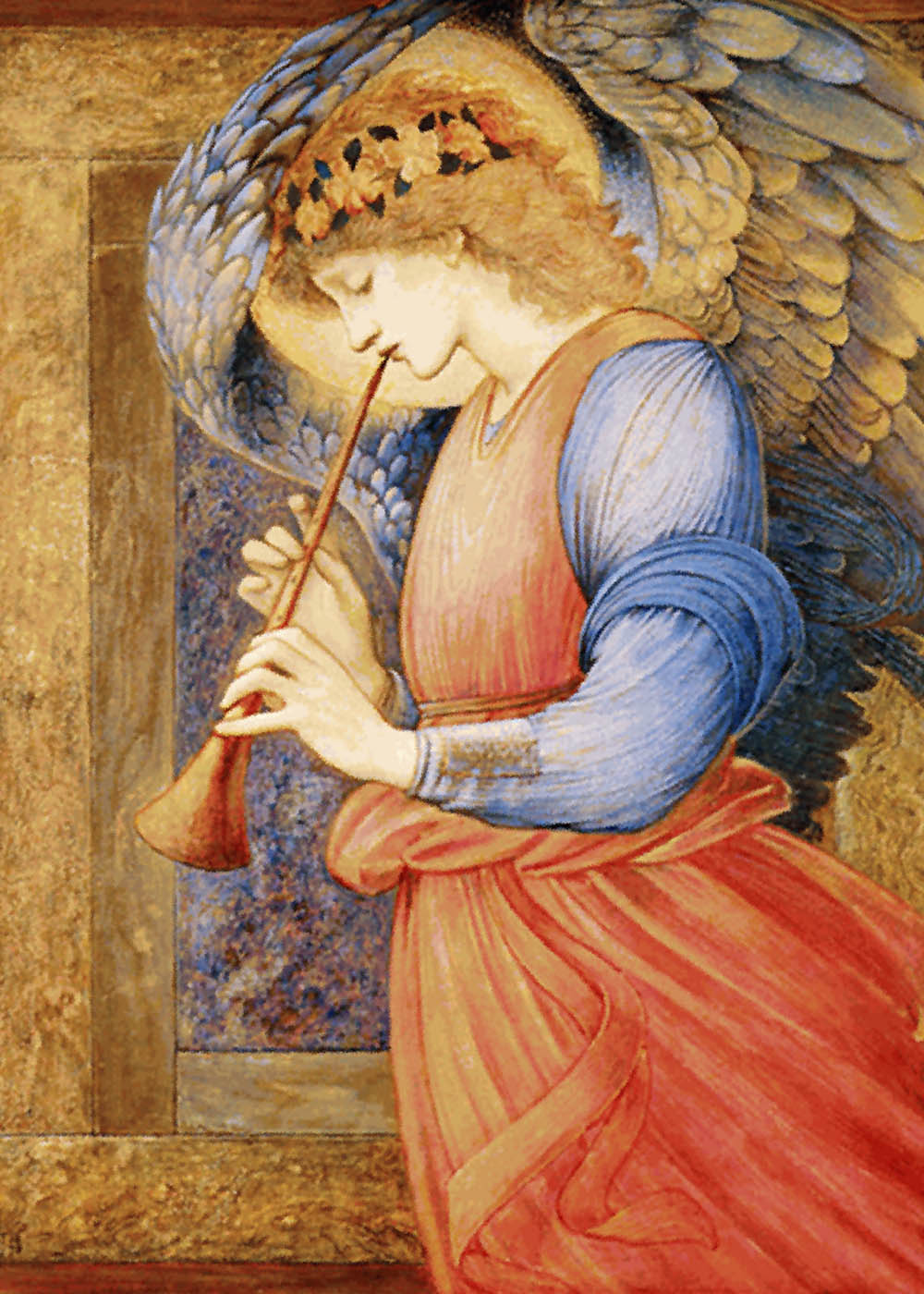 Burne jones an angel playing a flageolet - Coloriages Chefs d’œuvres ...