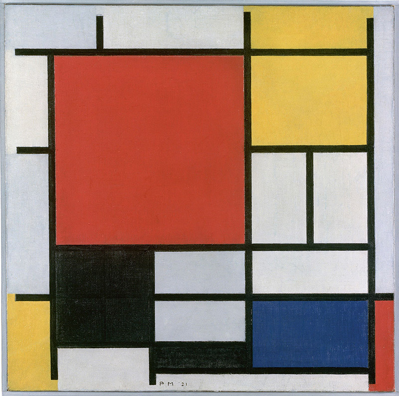 Coloring inspired by the geometric works of painter Piet Mondrian ...