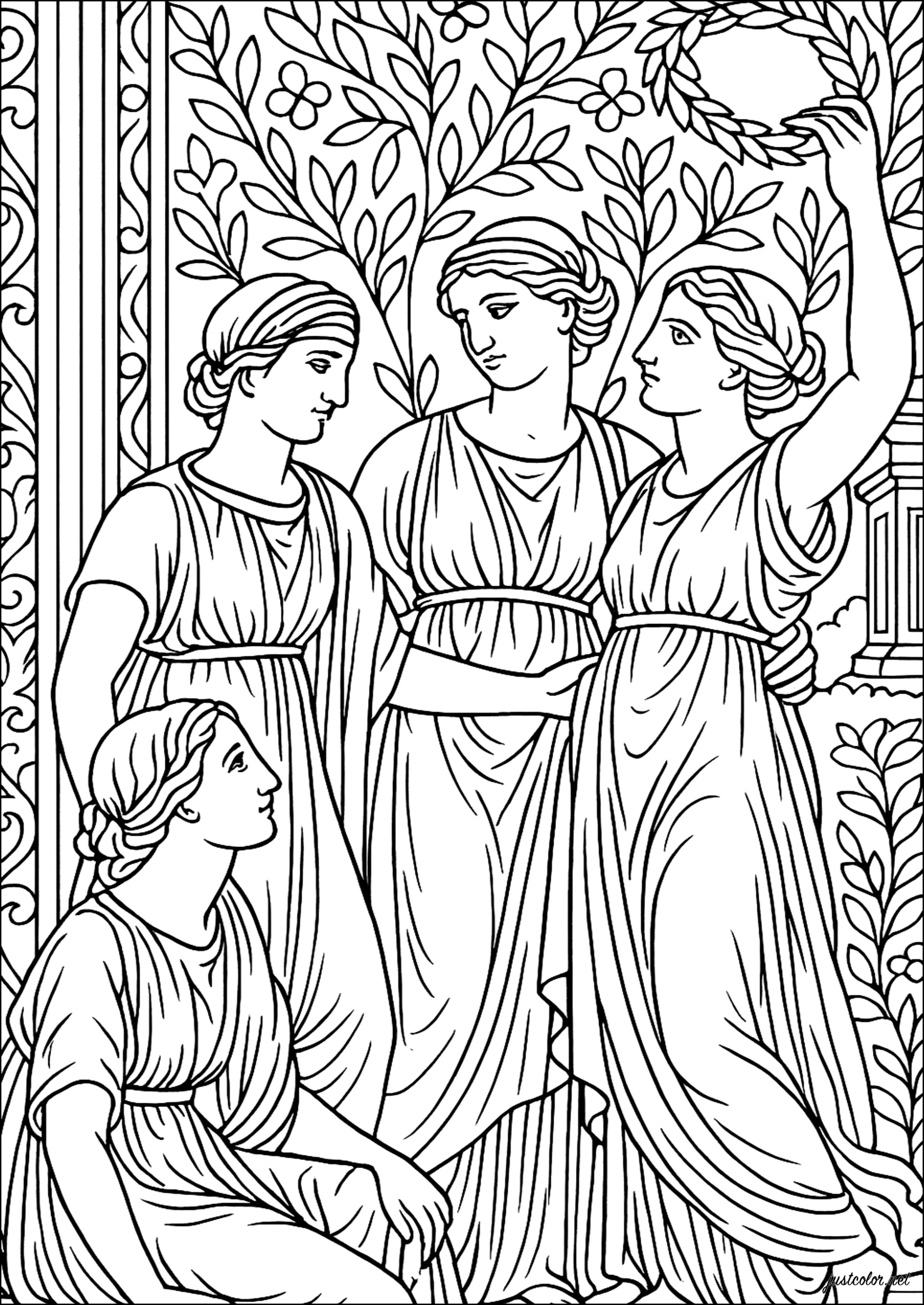 Ancient Greece Scene - Ancient Greece & Greek mythology Coloring Pages