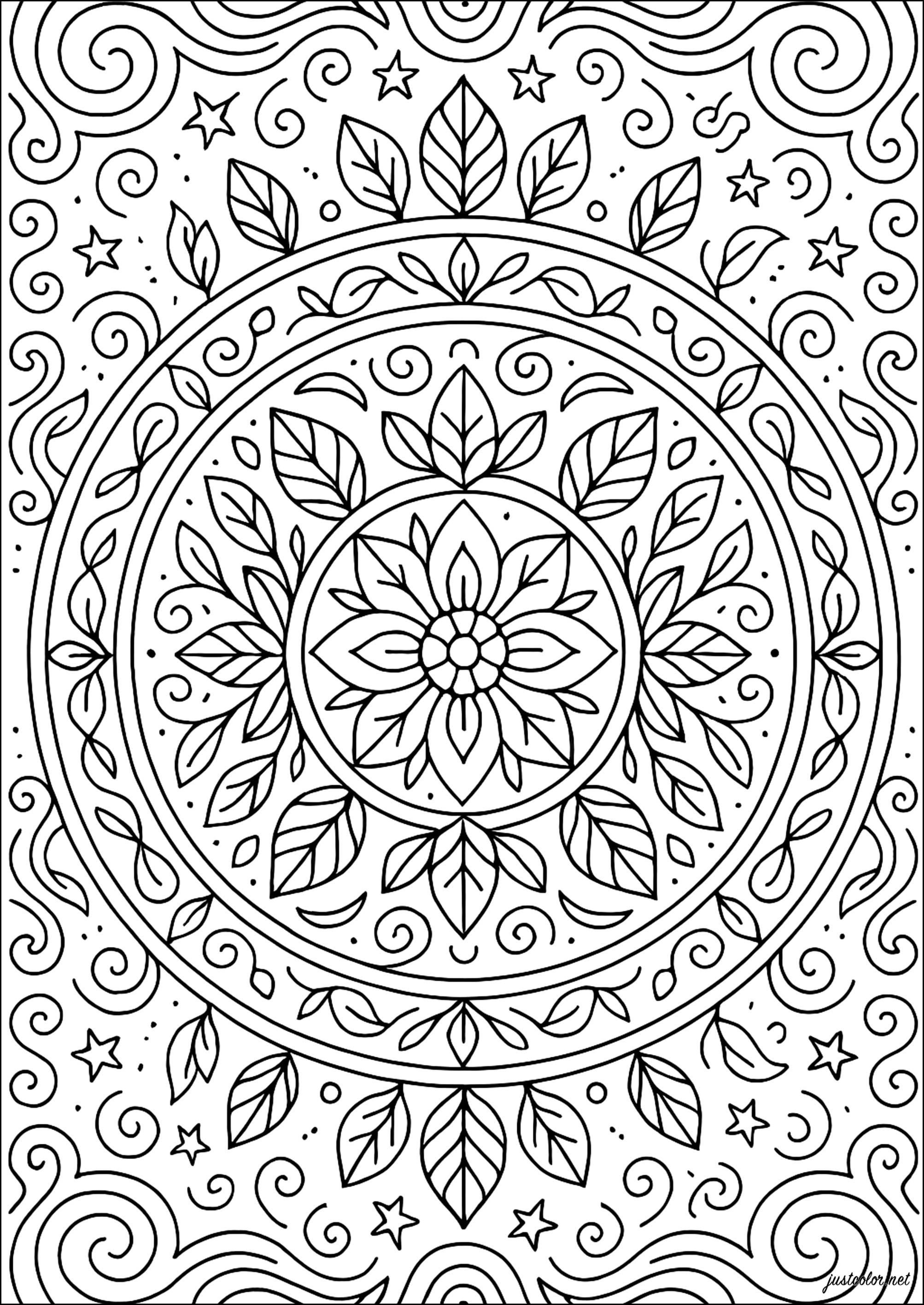 Geometric and Organic Mandala - Anti-stress / Zen Coloring Pages