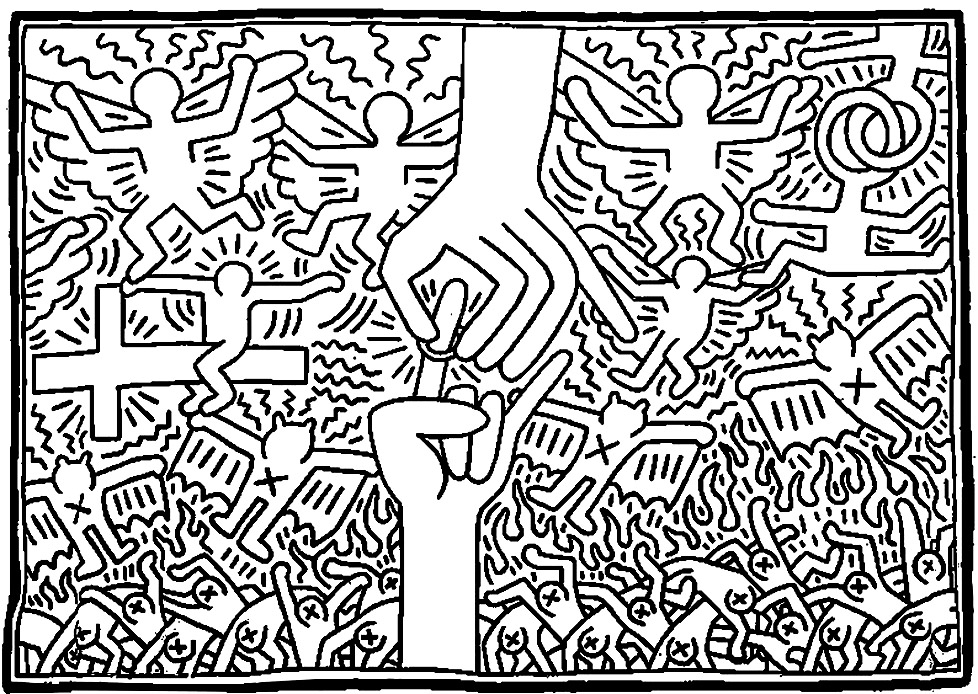 Keith Haring 3 Masterpieces Coloring Pages For Adults Justcolor