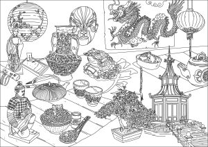 China & Asia Coloring Pages for Adults (Free PDF printables)