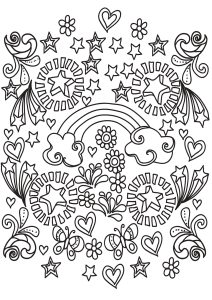 Stars And Hearts Coloring Pages